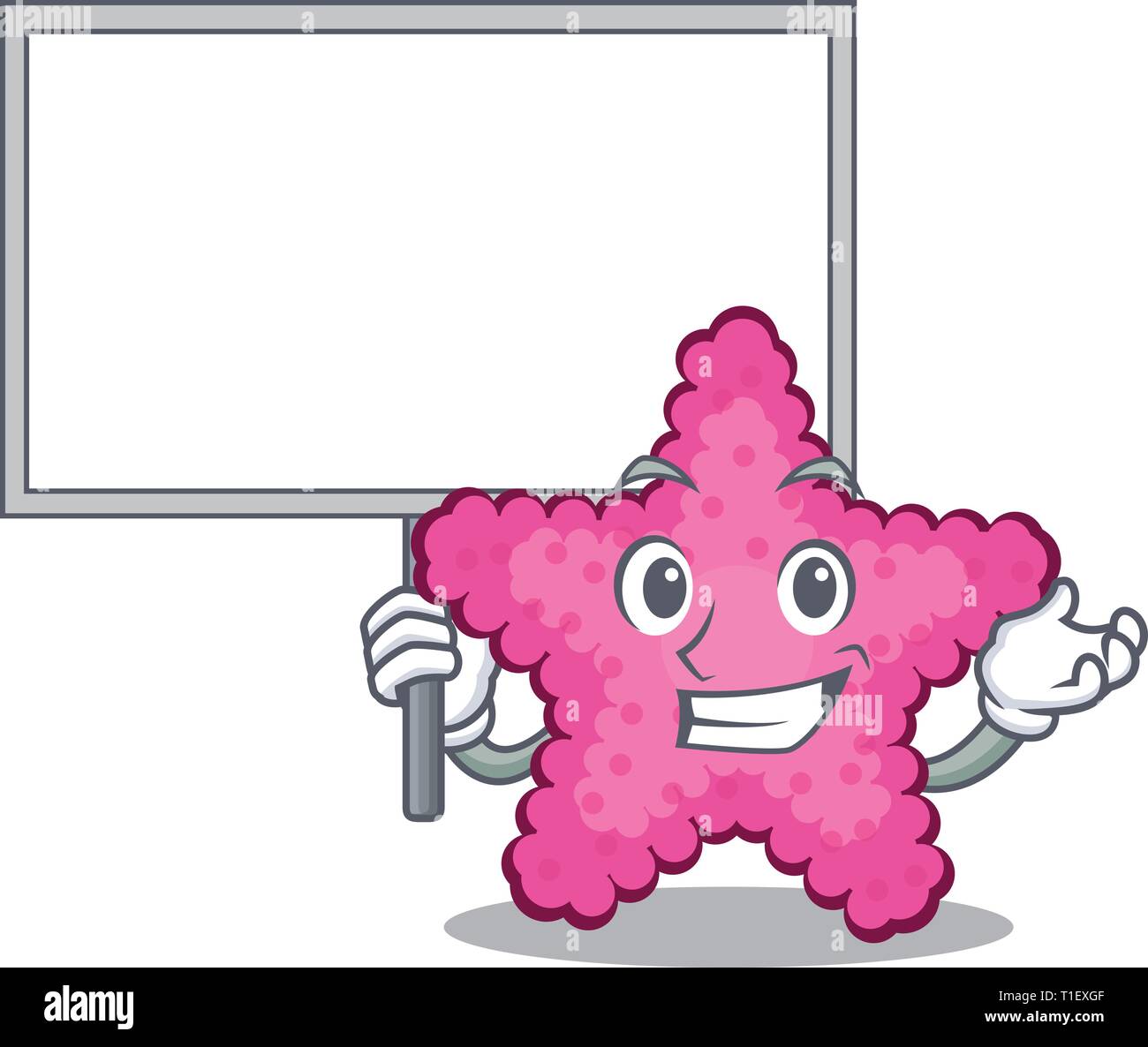 Bring board pink starfish isolated with the cartoon vector illustration ...