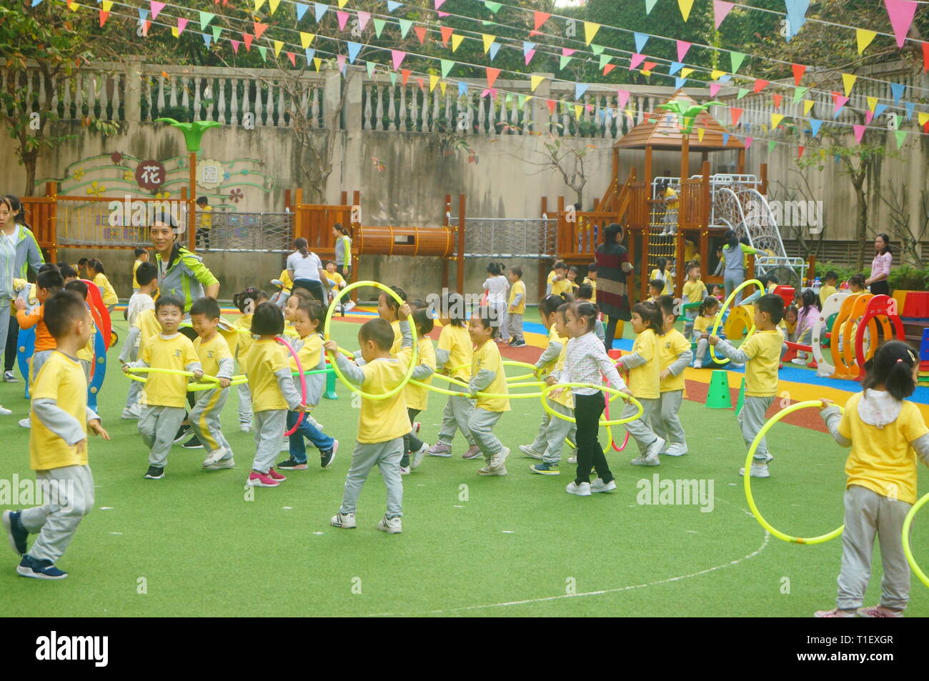 Shenzhen, China: Kindergarten children are enjoying physical education ...
