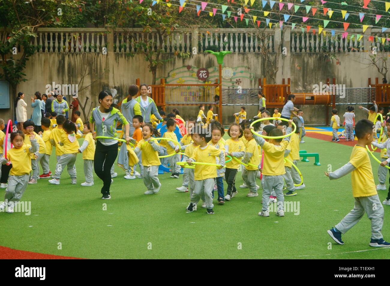Shenzhen, China: Kindergarten children are enjoying physical education ...