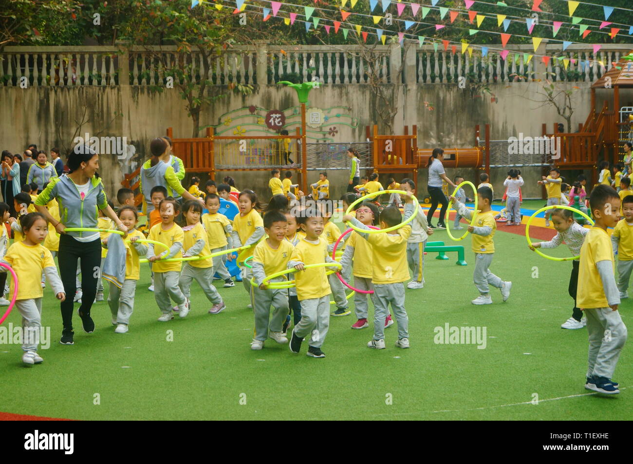 Shenzhen, China: Kindergarten children are enjoying physical education ...