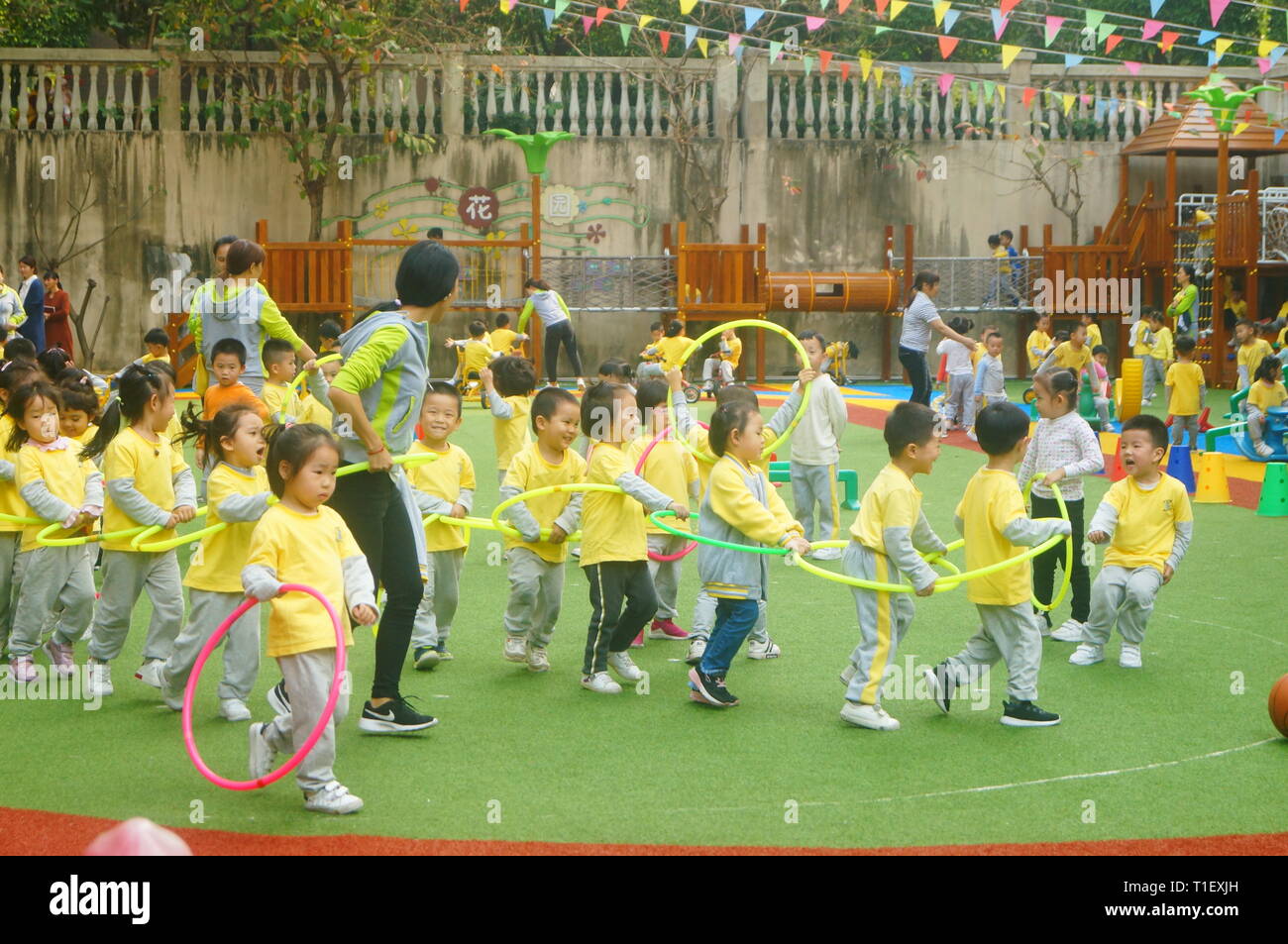 Shenzhen, China: Kindergarten children are enjoying physical education ...