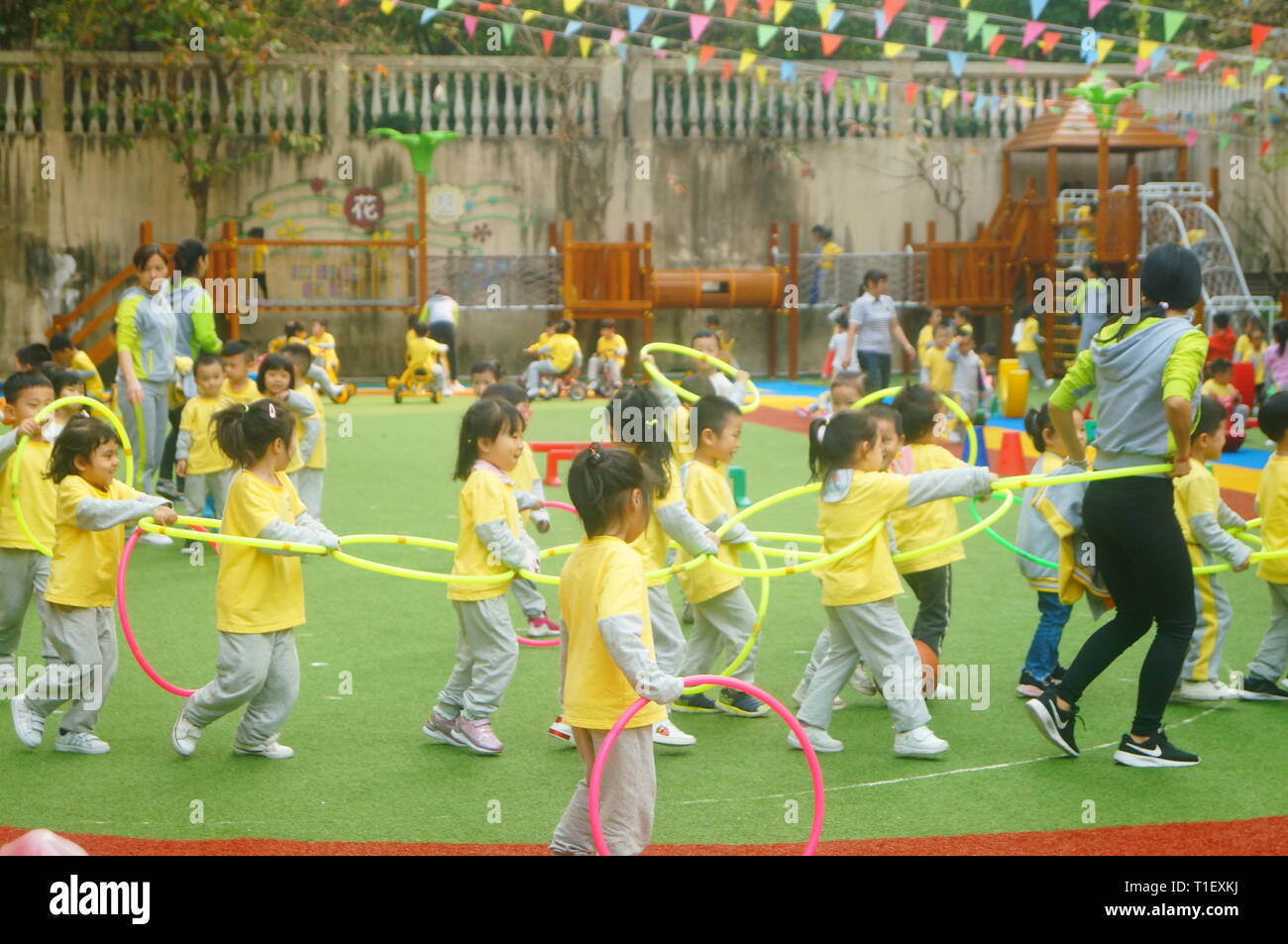 Shenzhen, China: Kindergarten children are enjoying physical education ...