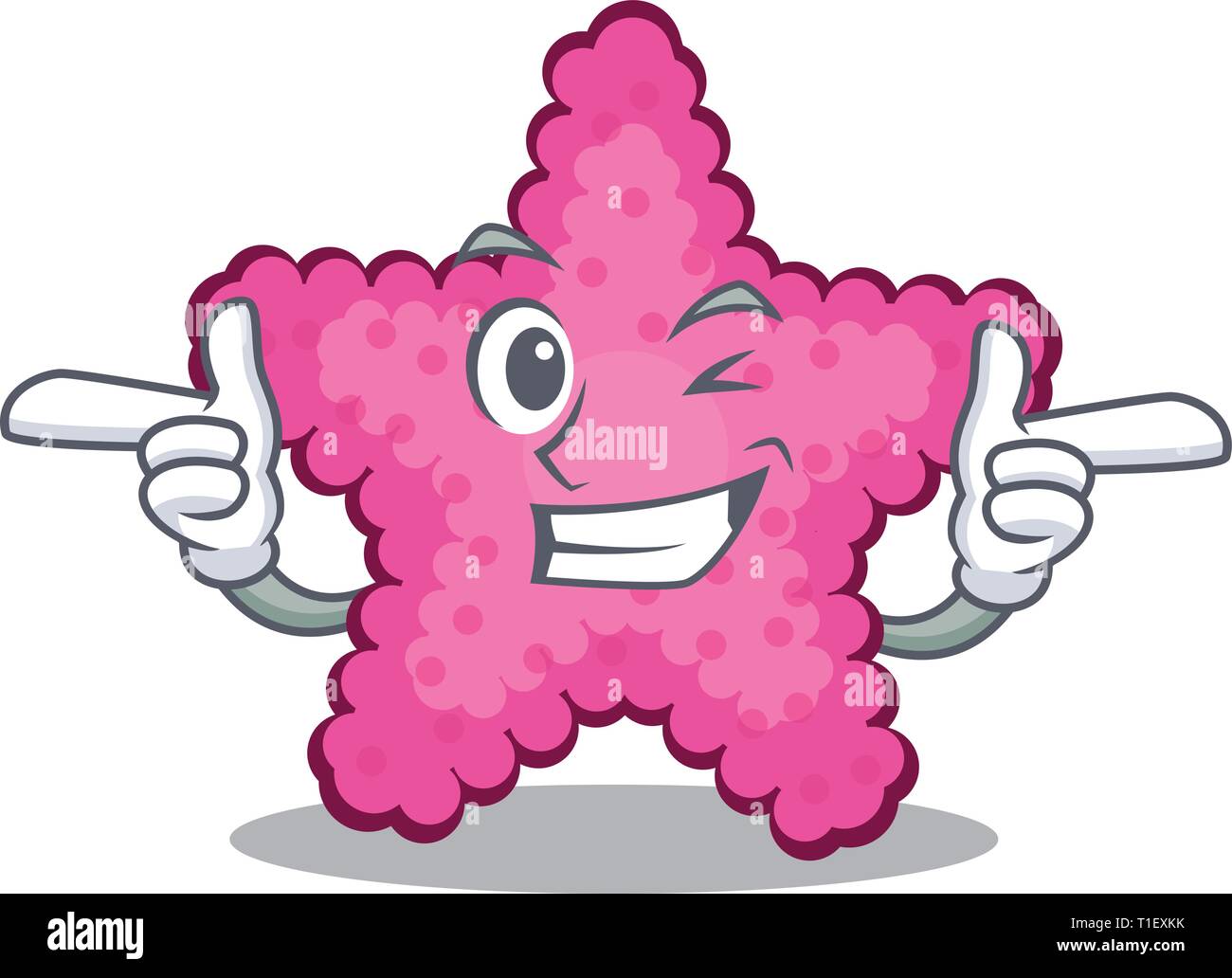 Wink pink starfish in the cartoon shape vector illustration Stock ...