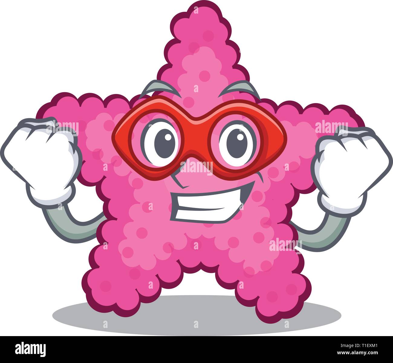Super hero pink starfish in the cartoon shape vector illustration Stock ...