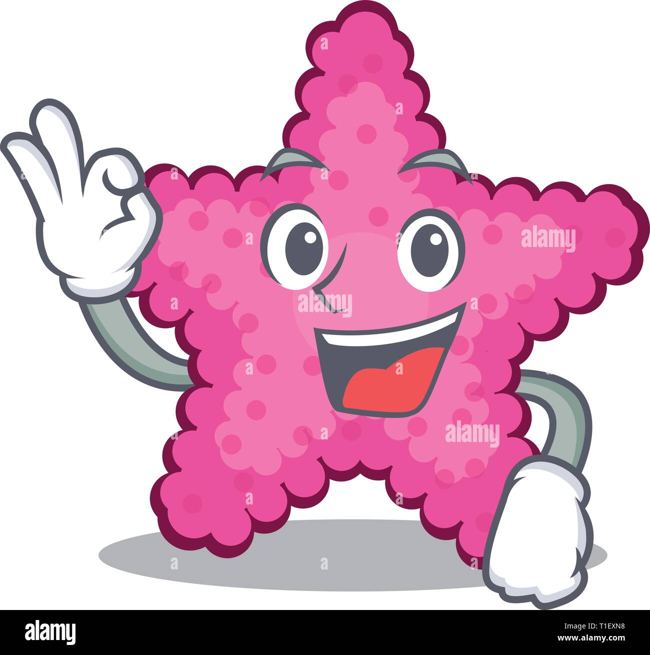 Okay pink starfish in the cartoon shape vector illustration Stock ...