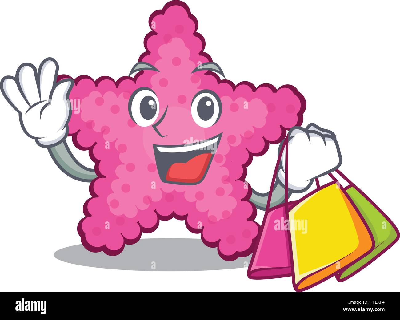 Shopping pink starfish in the cartoon shape vector illustration Stock ...