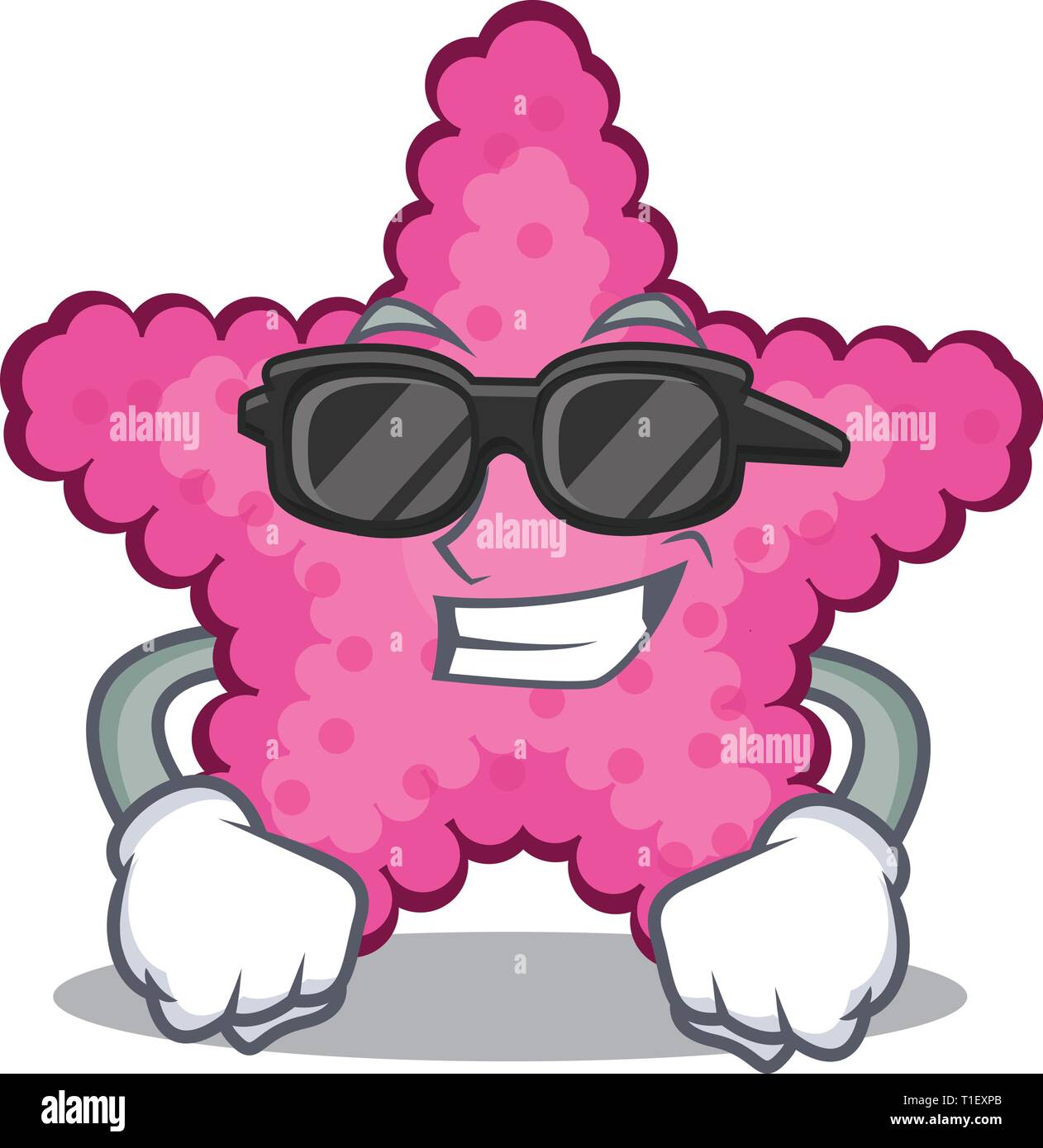 Super cool pink starfish in the cartoon shape vector illustration Stock ...