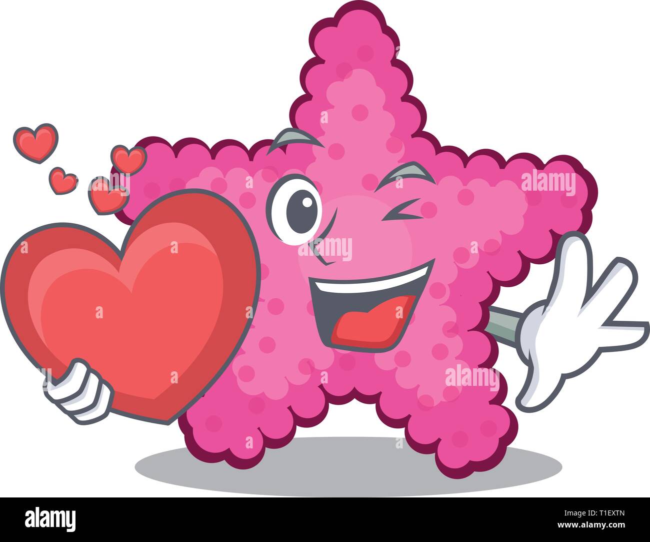 With heart toy pink starfish the character table vector illustration ...