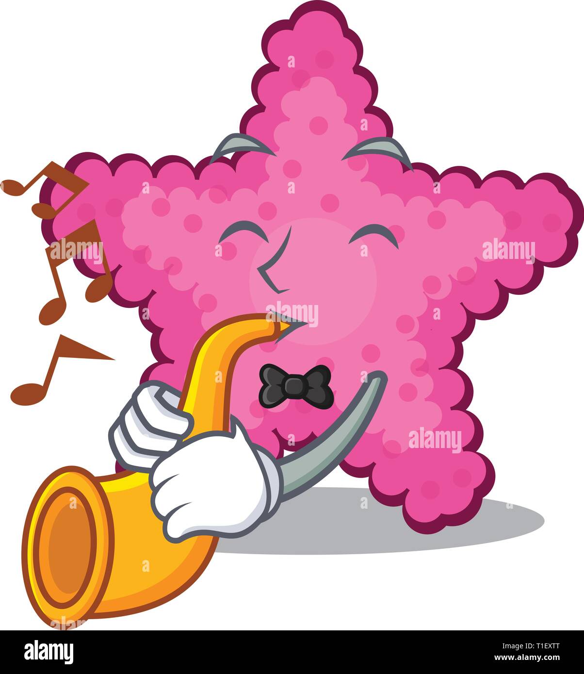 With trumpet toy pink starfish the character table vector illustration ...