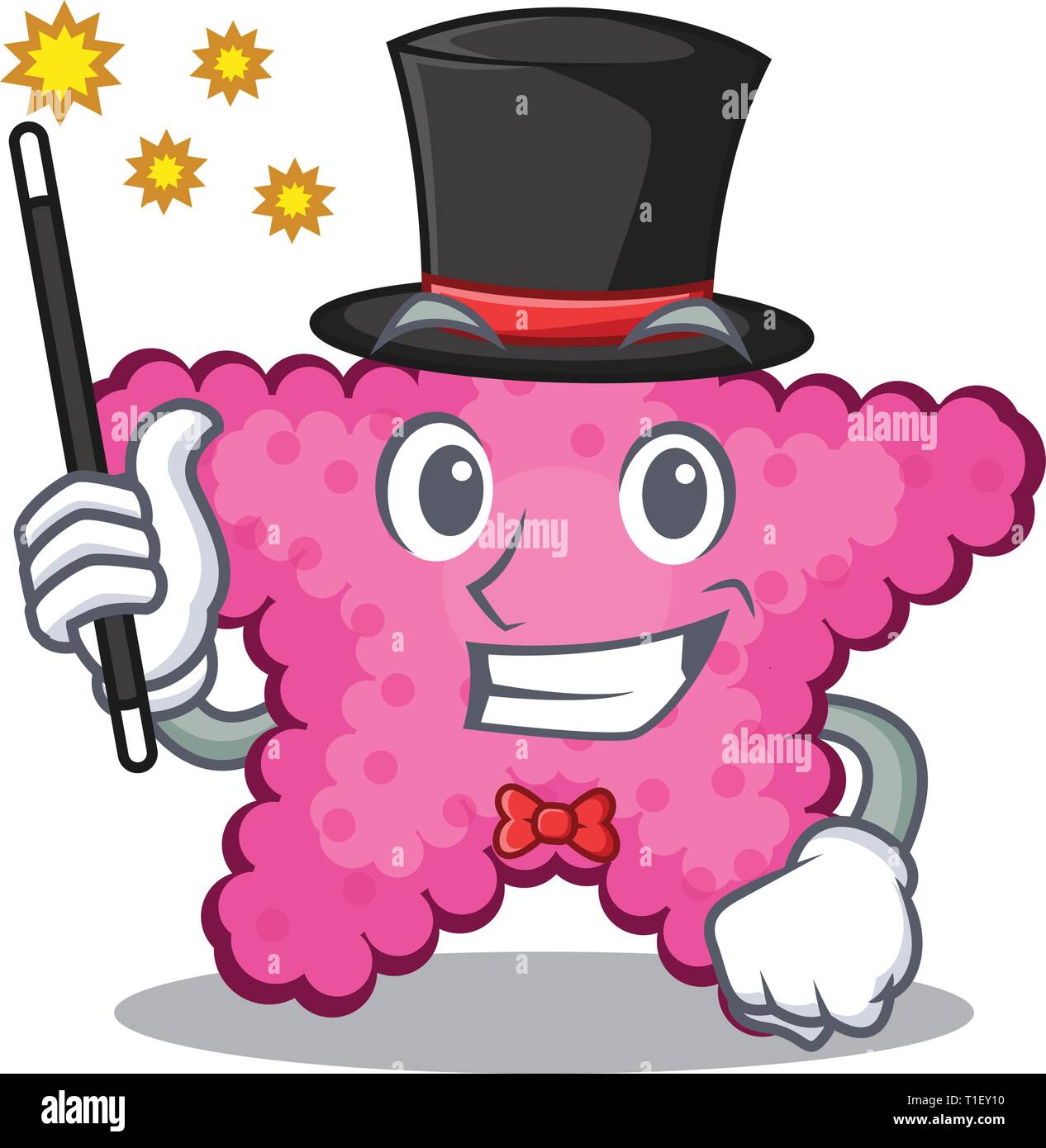 Magician pink starfish animal on mascot sand vector illustration Stock ...