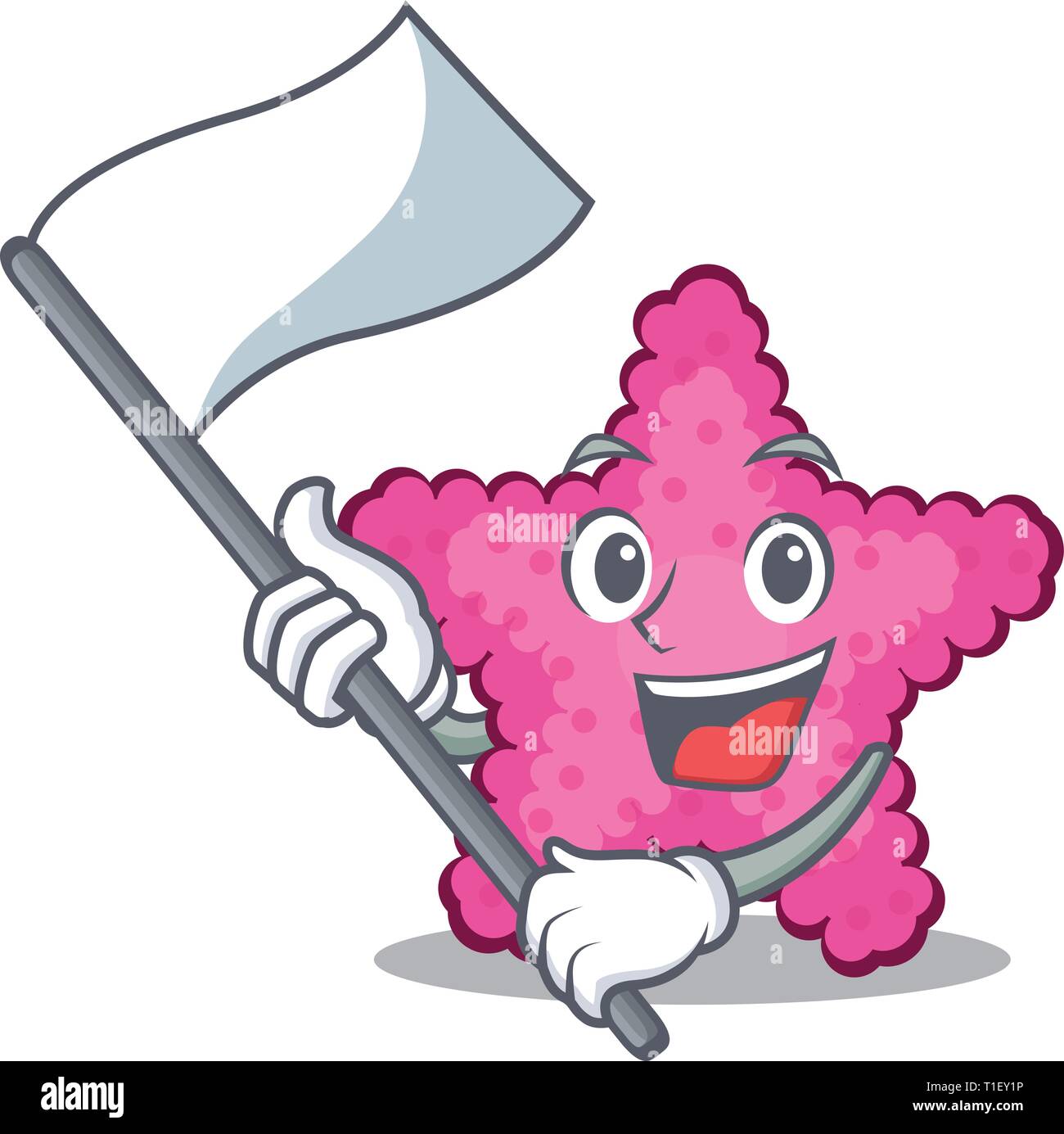 With flag pink starfish animal on mascot sand vector illustration Stock ...