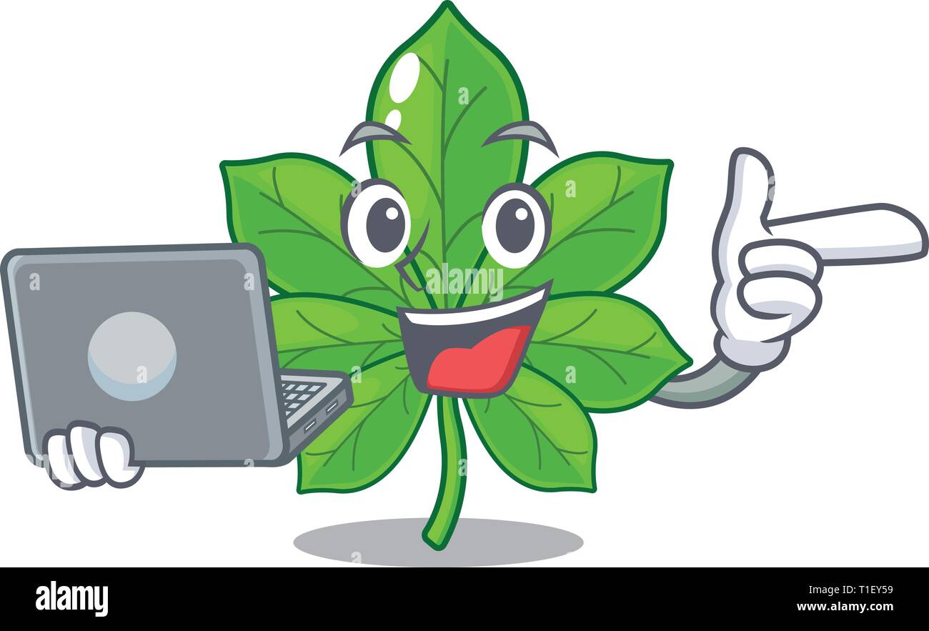 With laptop horse chestnut isolated in the cartoon vector illustration ...