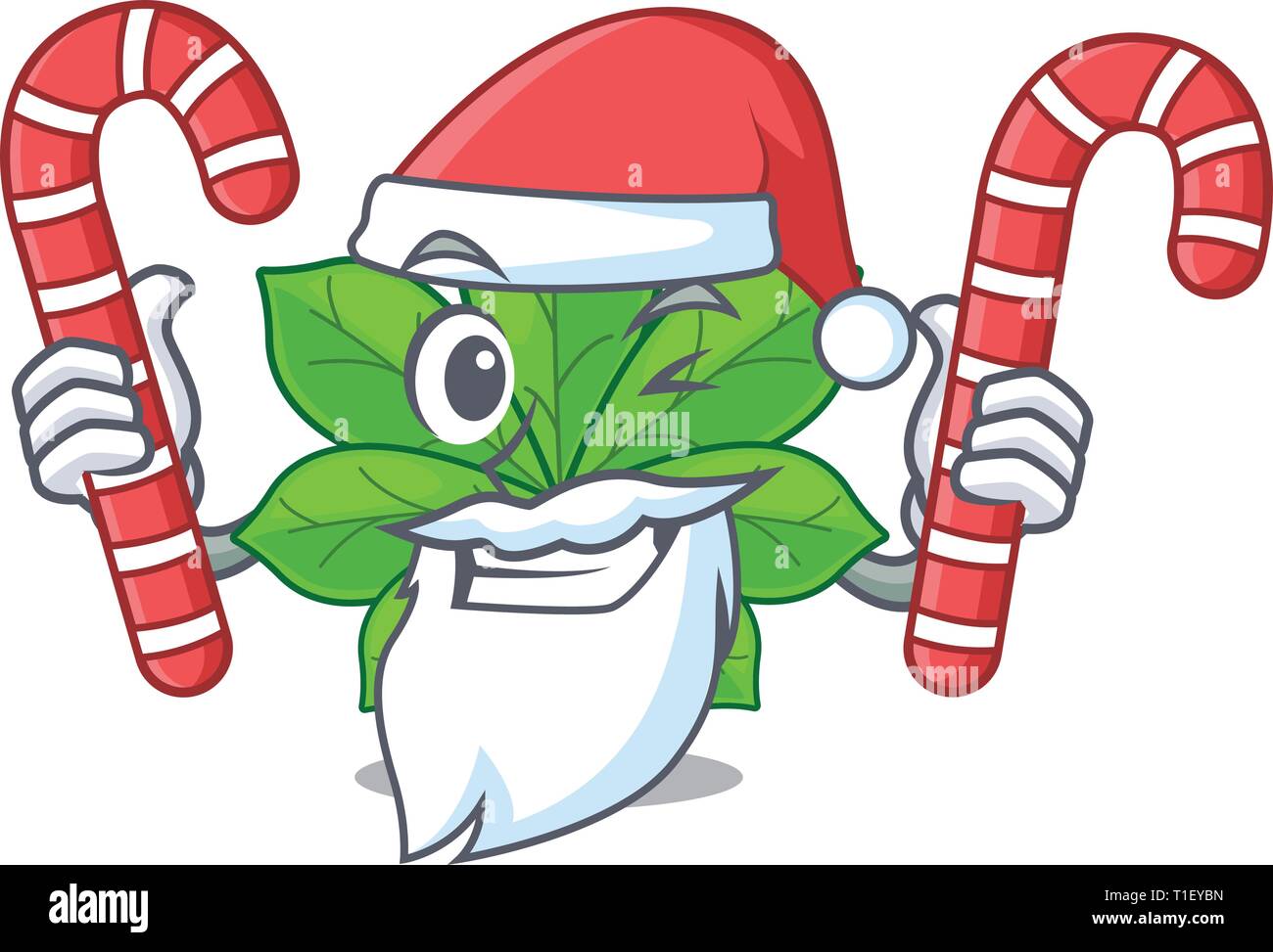 Santa with candy horse chestnuts in the cartoon pots vector ...