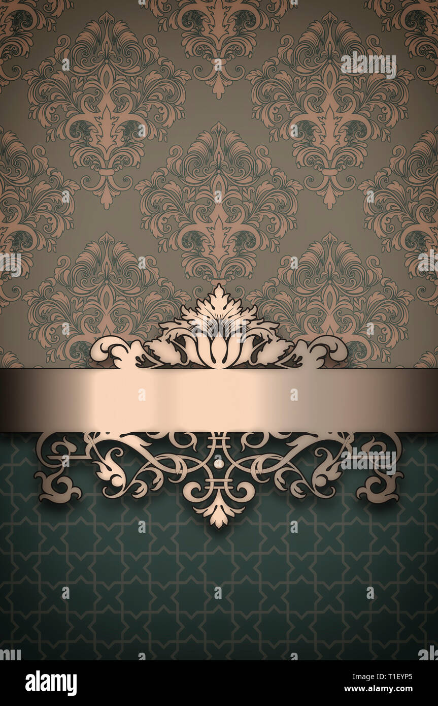 Vintage background with decorative patterns and border Stock Photo - Alamy