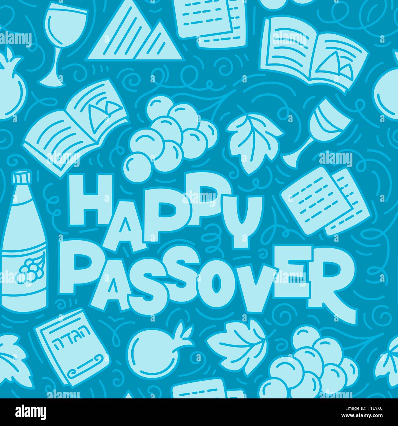 Passover seamless pattern Jewish holiday Pesach . Hebrew text happy ...