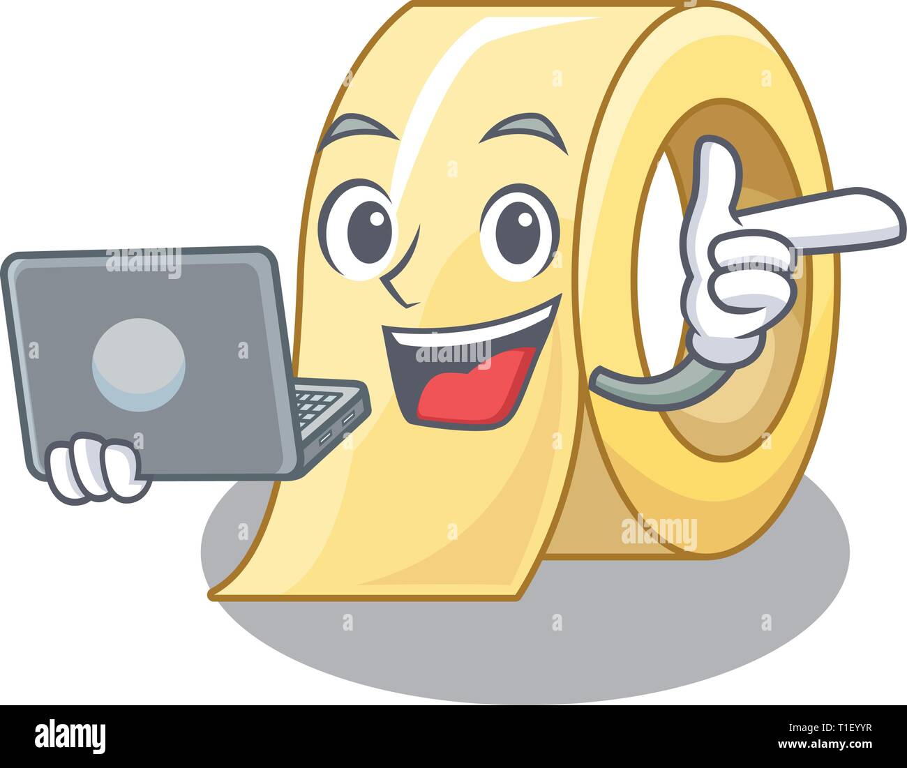 With laptop masking tape in the shape characters vector illustration ...