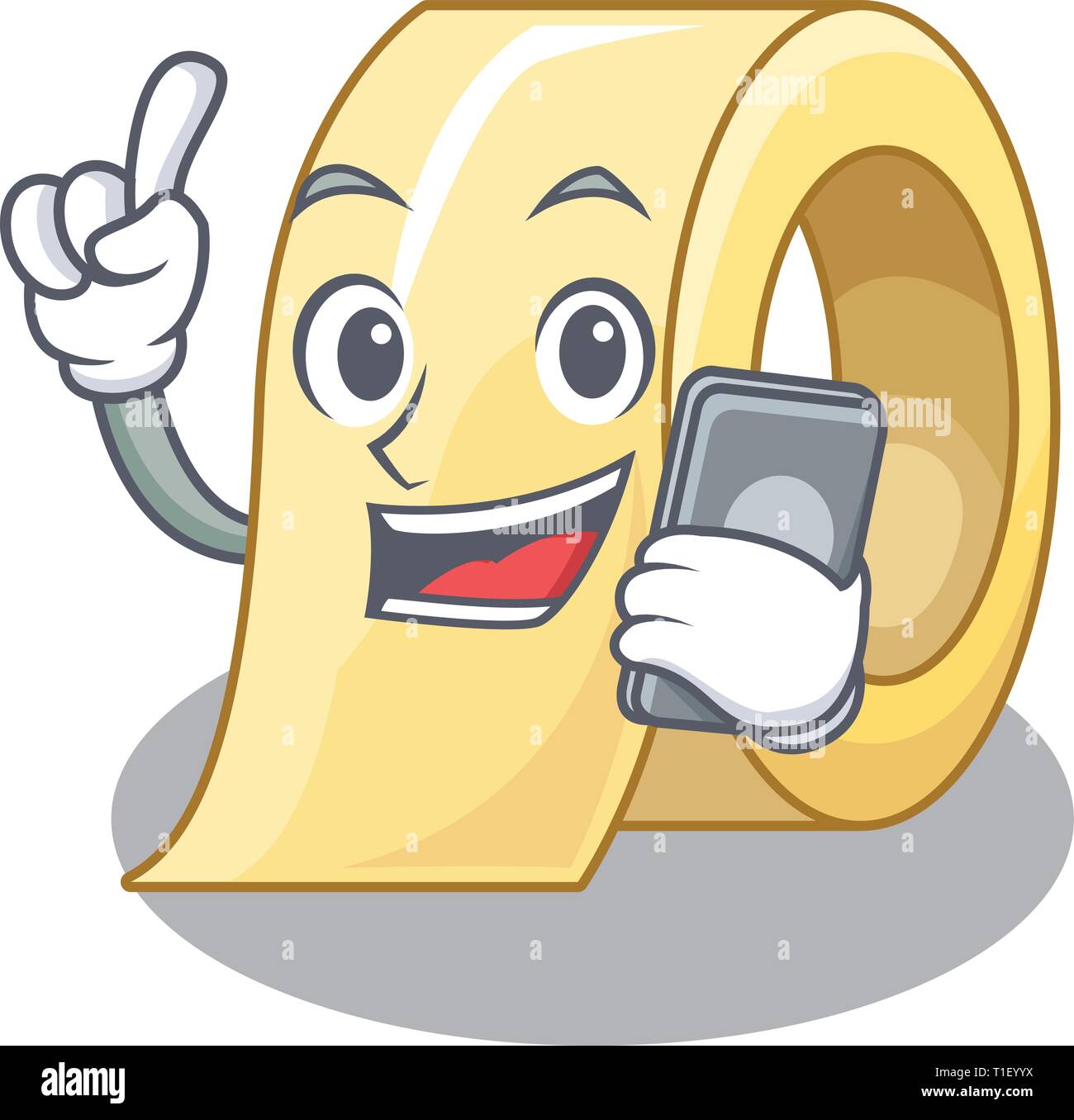 With phone masking tape in the shape characters vector illustration ...