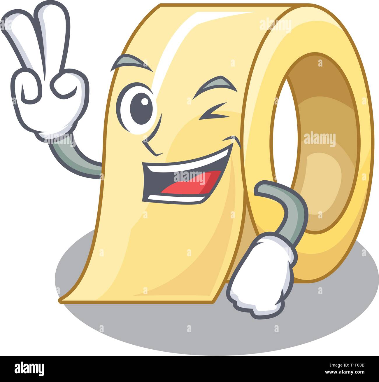 Two finger masking tape above the cartoon table vector illustration ...