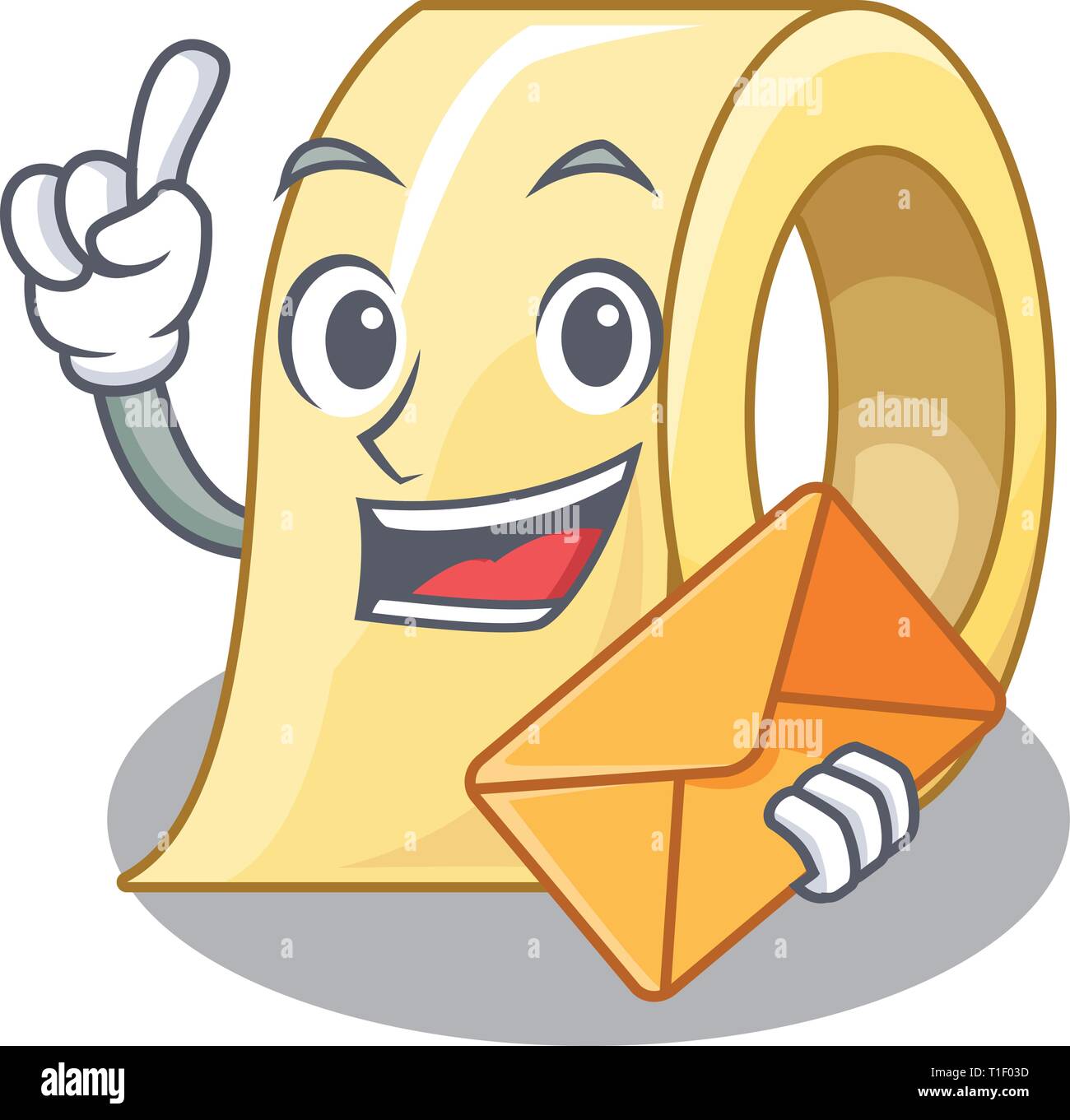 With envelope masking tape above the cartoon table vector illustration ...