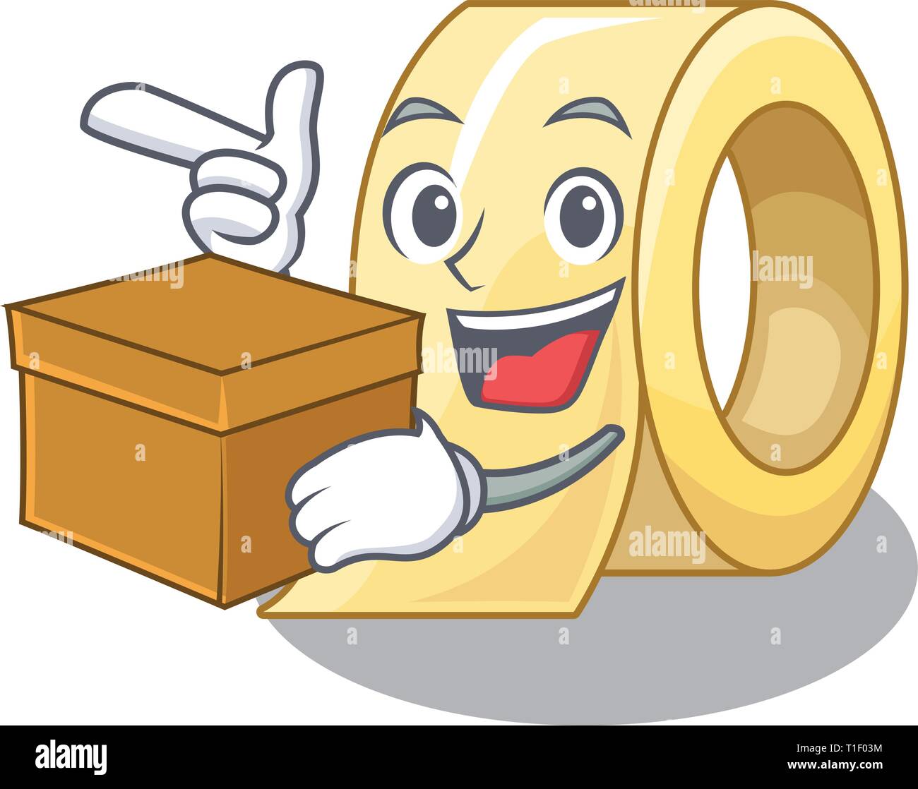 With box masking tape above the cartoon table vector illustration Stock ...