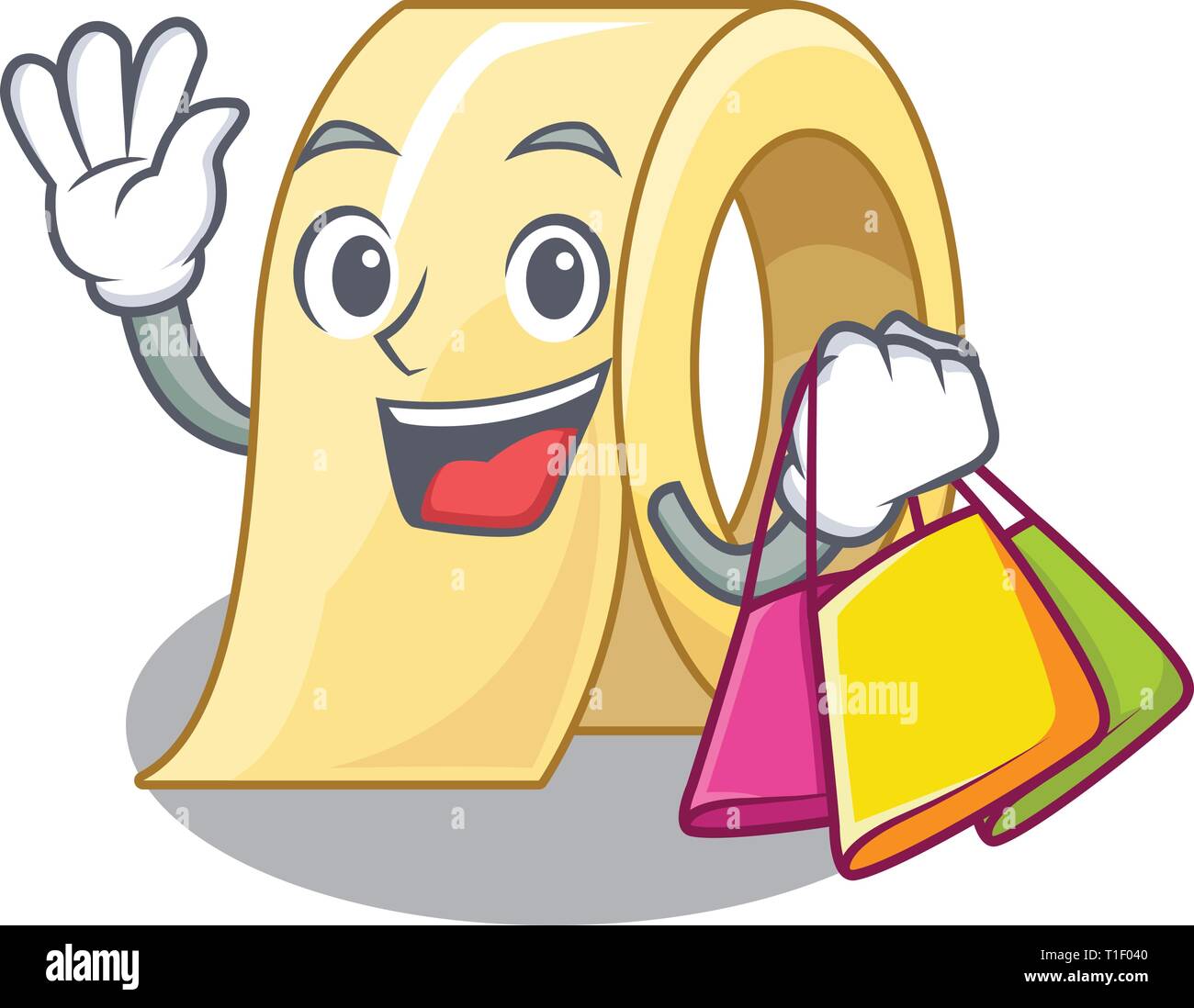 Shopping masking tape above the cartoon table vector illustration Stock ...