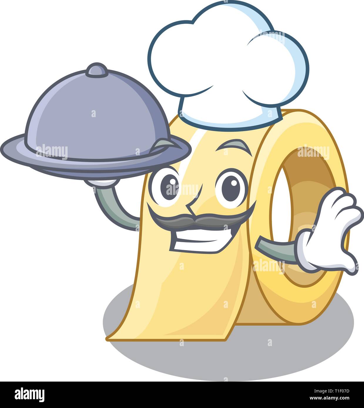 Chef with food masking tape isolated with the mascot vector ...