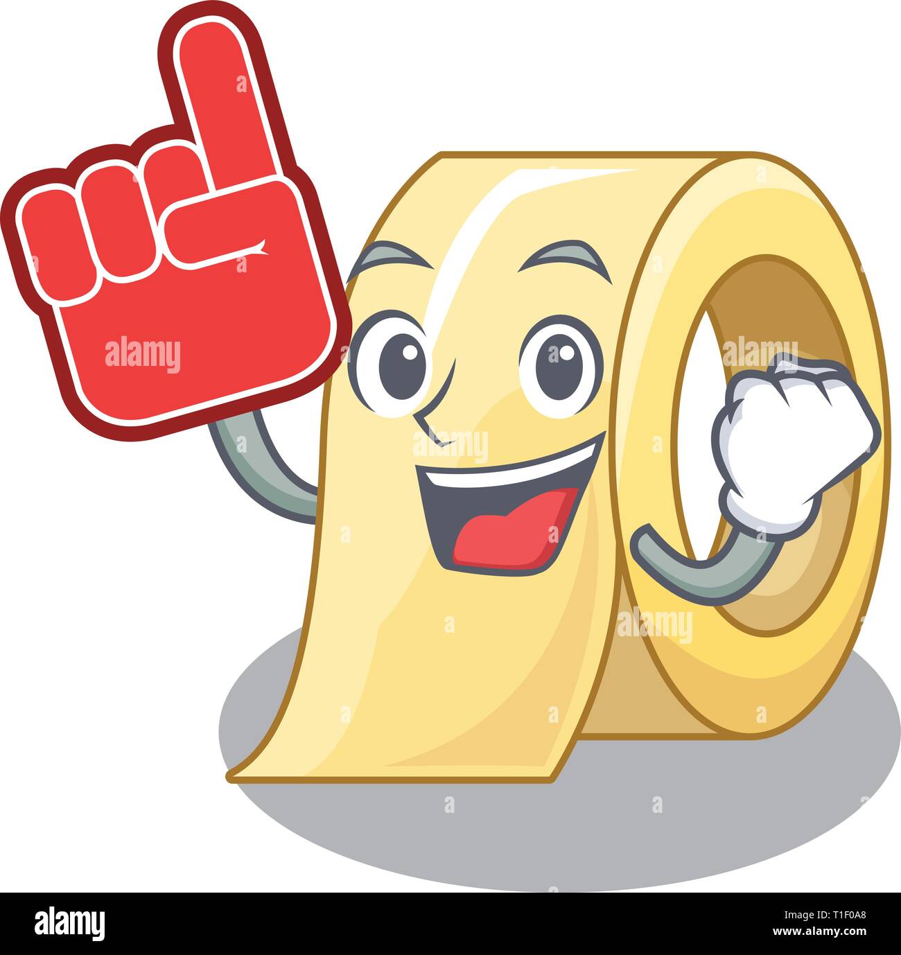 Foam finger masking tape in a cartoon box vector illustration Stock ...