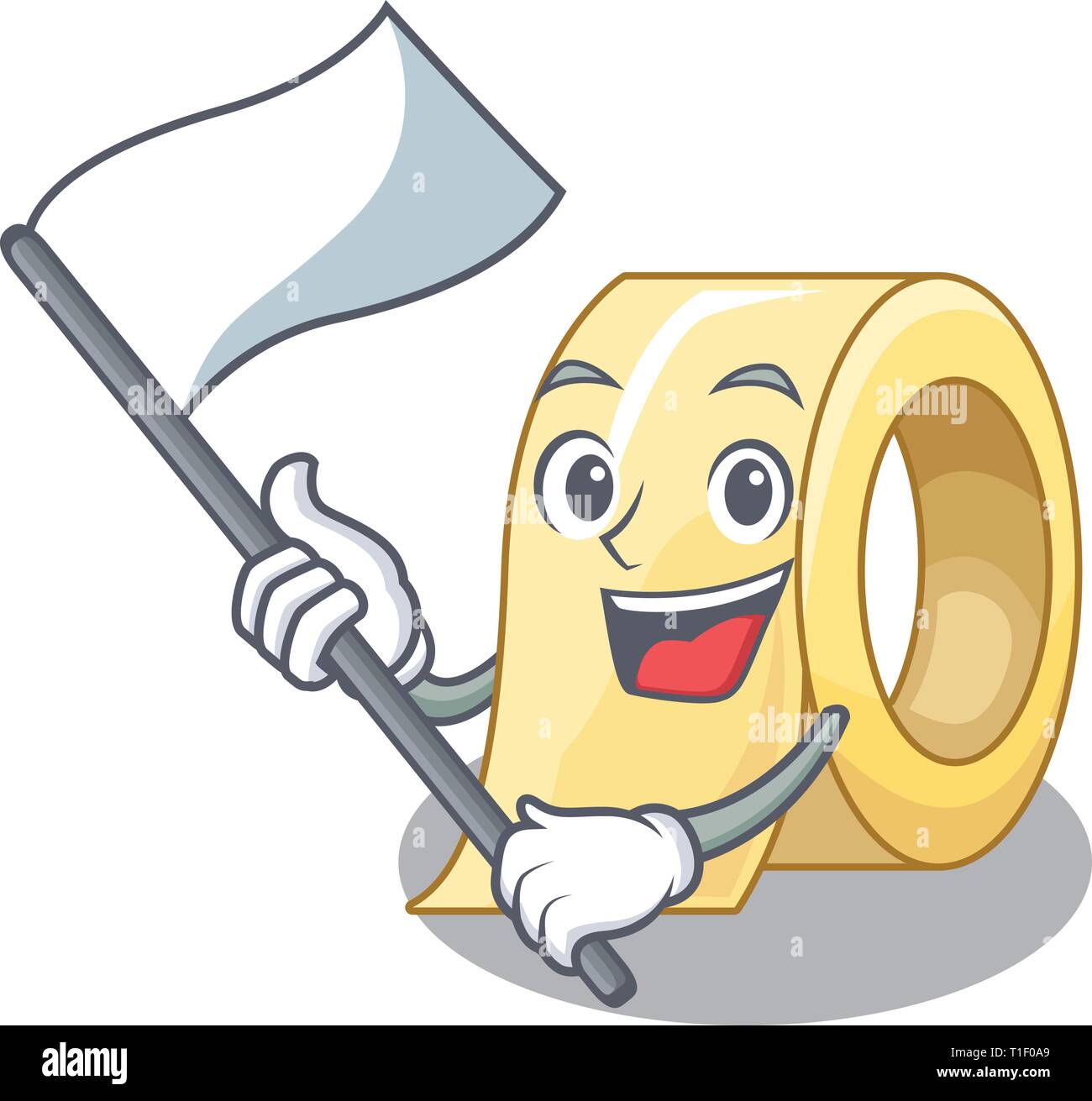 With flag masking tape in a cartoon box vector illustration Stock ...