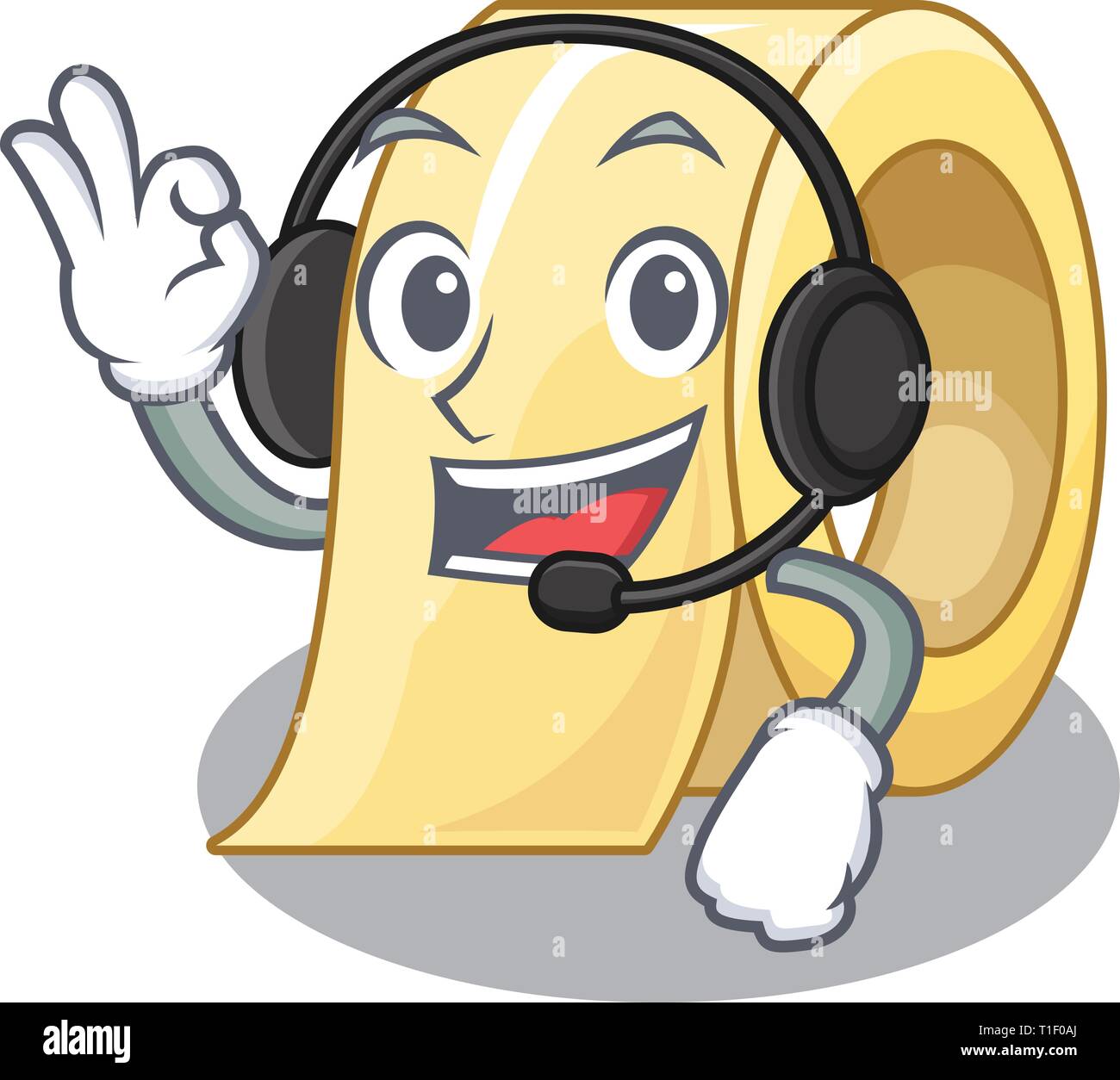 With headphone masking tape in a cartoon box vector illustration Stock ...