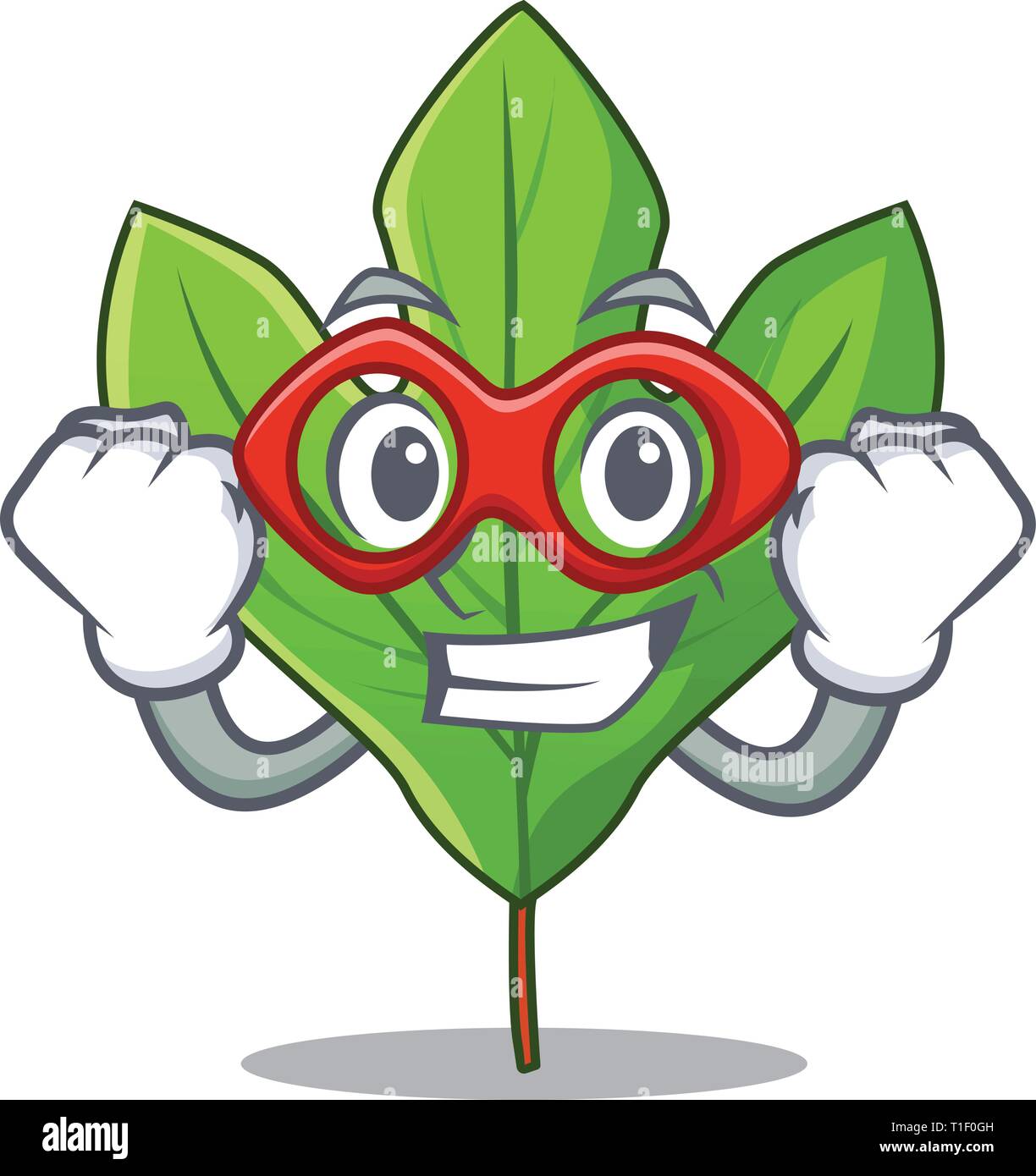 Super hero sassafras leaf in the cartoon stem vector illustration Stock ...