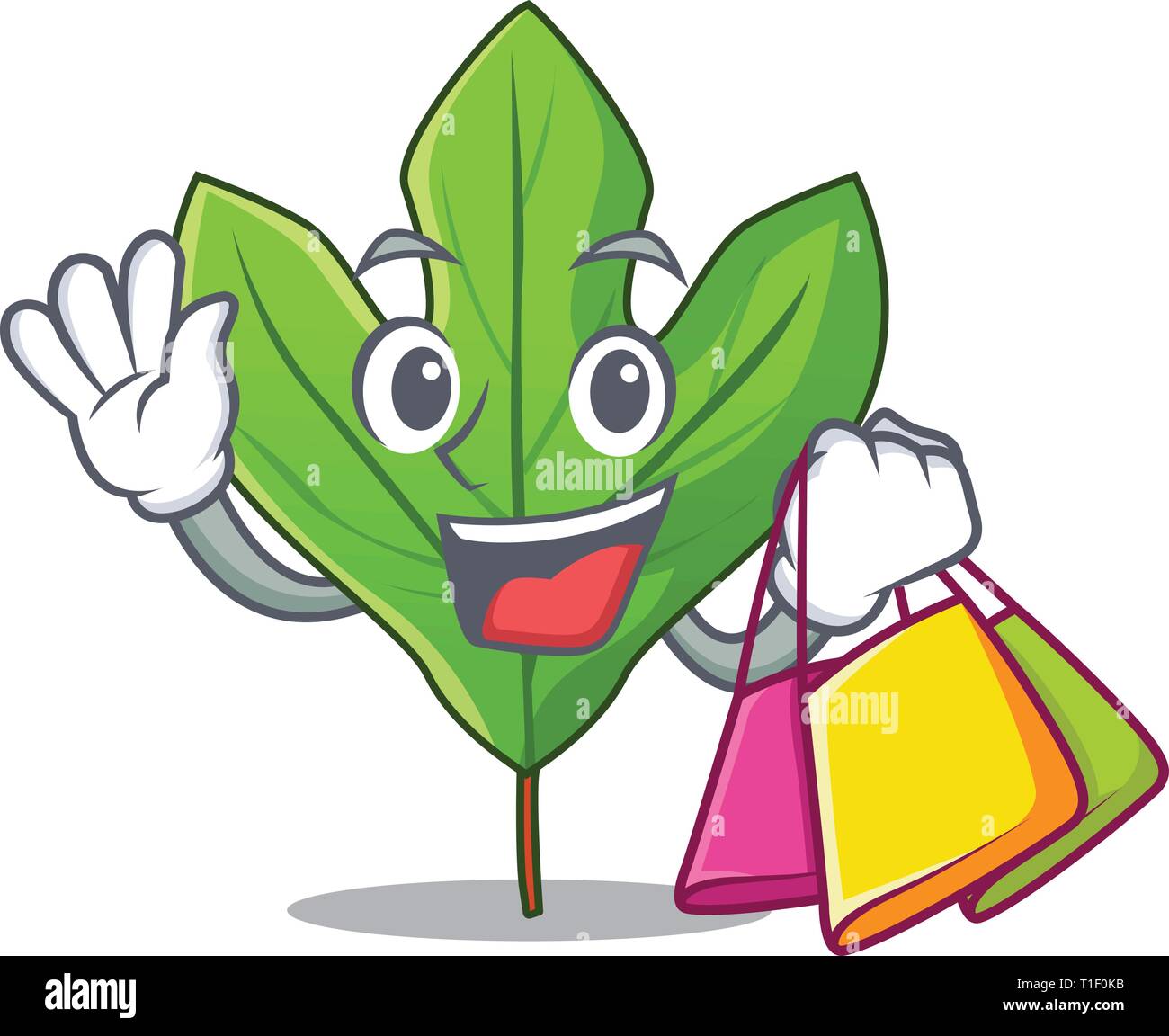 Shopping sassafras leaf in the cartoon stem vector illustration Stock ...