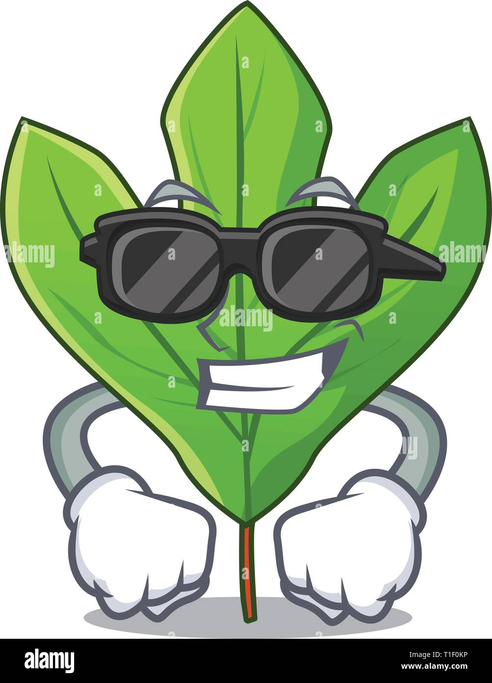 Super cool sassafras leaf in the cartoon stem vector illustration Stock ...
