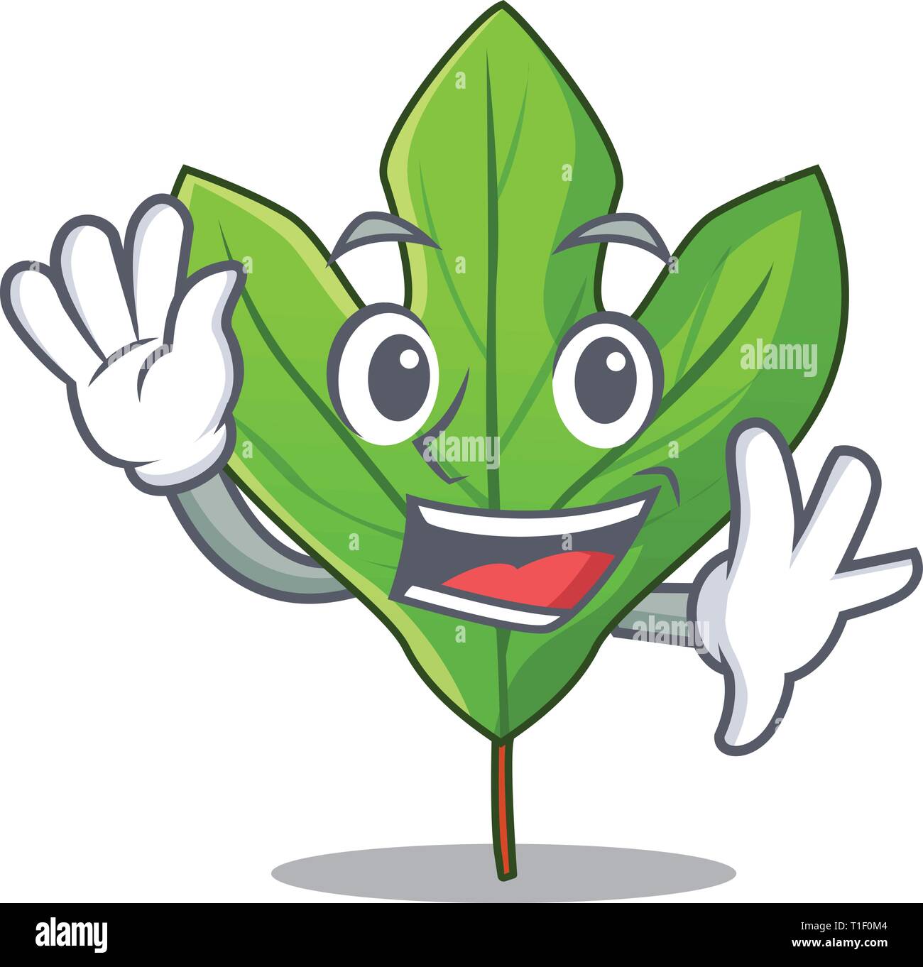 Waving sassafras leaf in the cartoon stem vector illustration Stock ...
