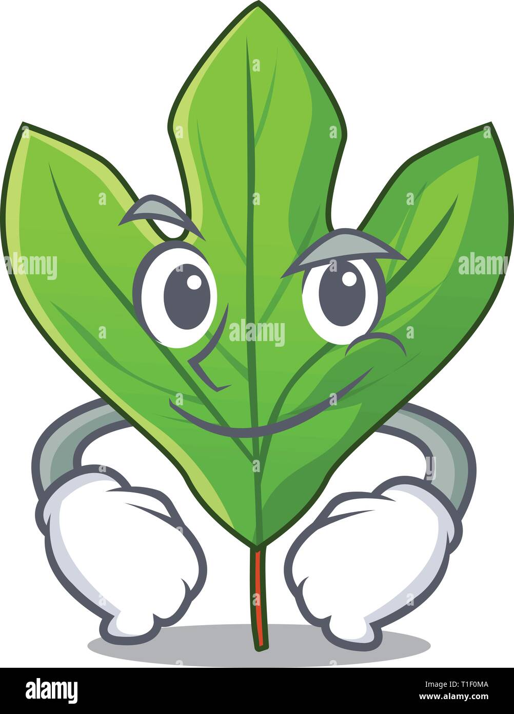 Smirking sassafras leaf in the cartoon stem vector illustration Stock ...