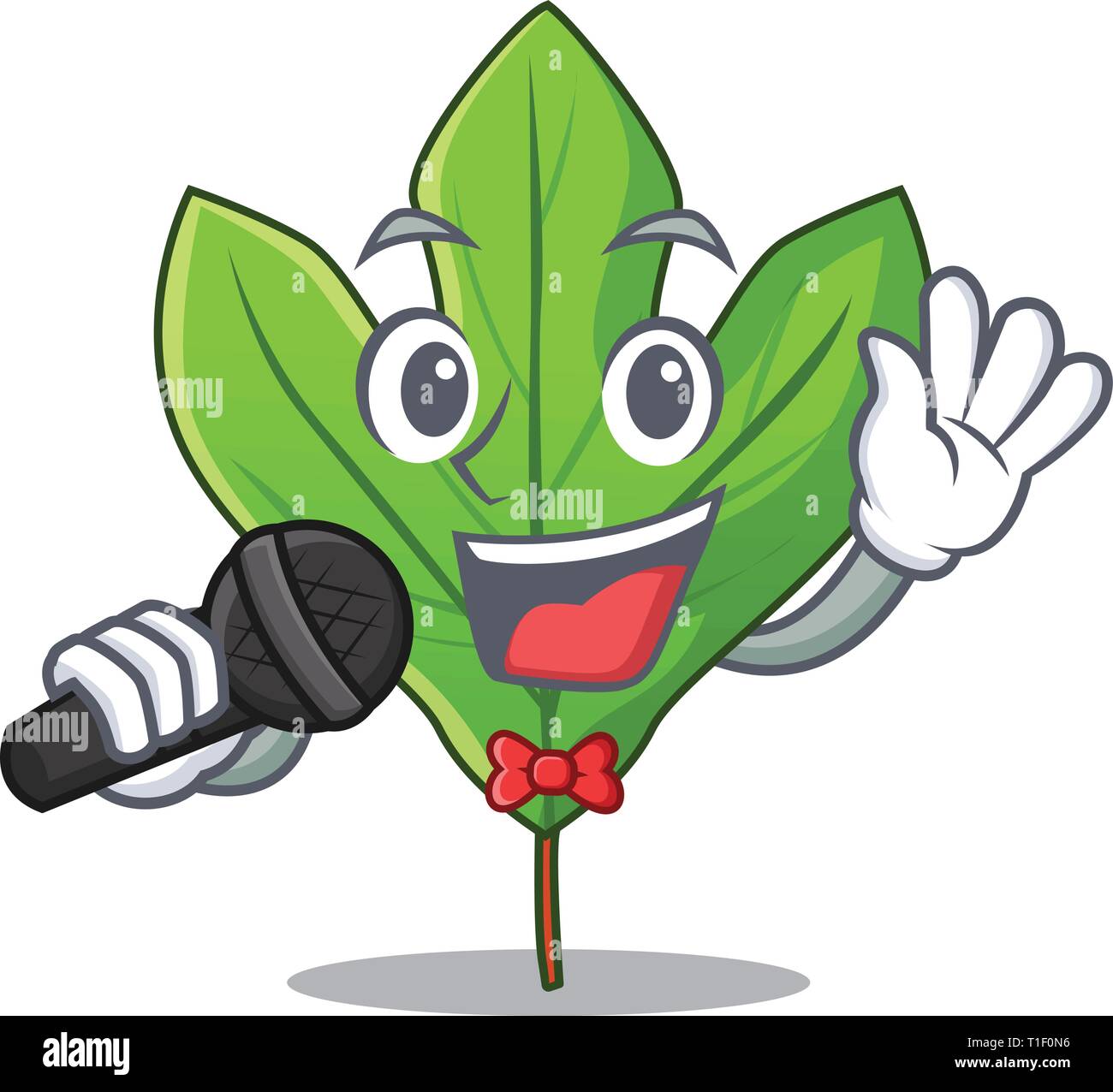 Singing sassafras leaf in the mascot pots vector illustration Stock ...