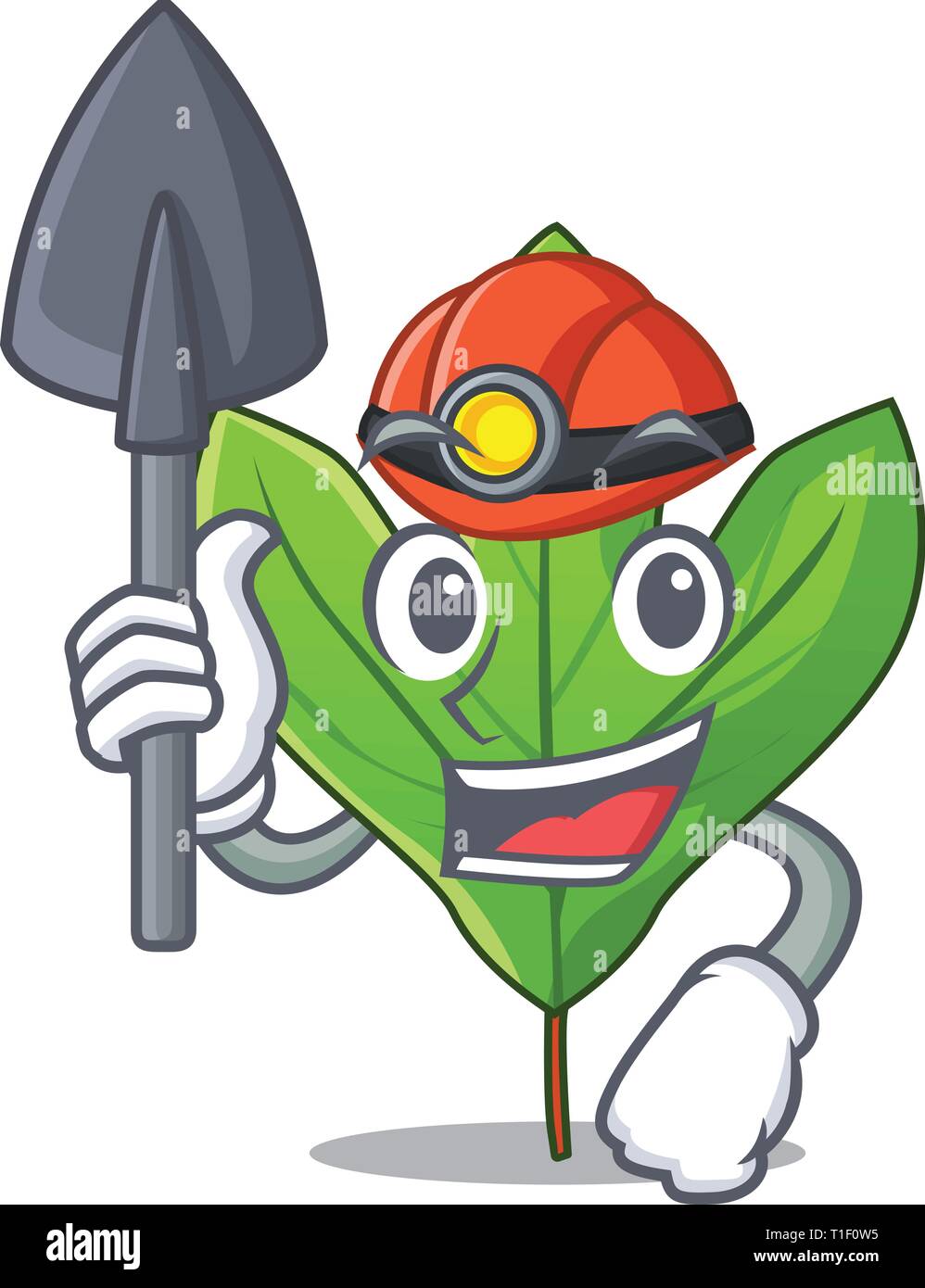 Miner sassafras leaf in the mascot pots vector illustration Stock ...