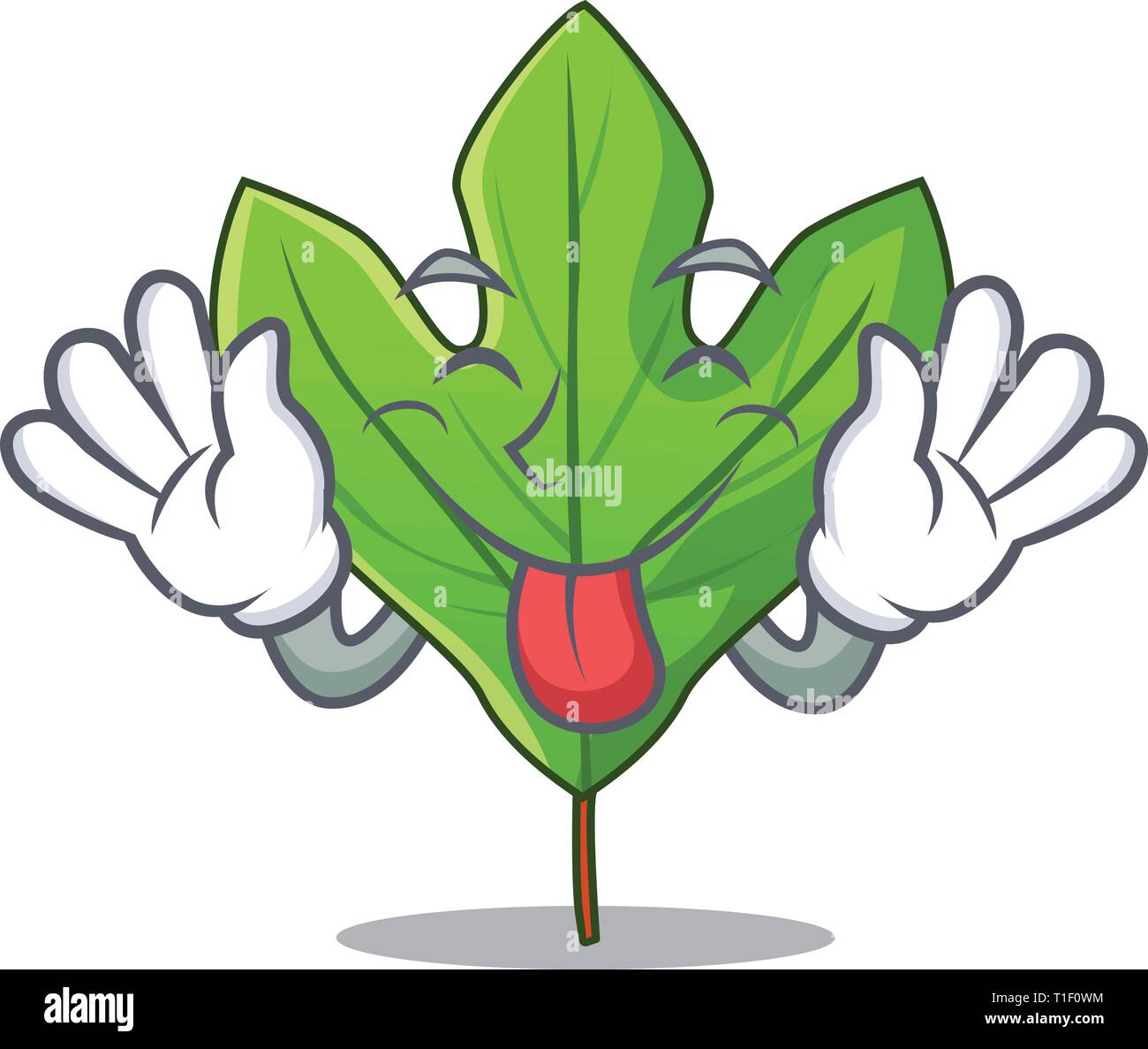 Tongue out sassafras leaf in the shape cartoon vector illustration ...