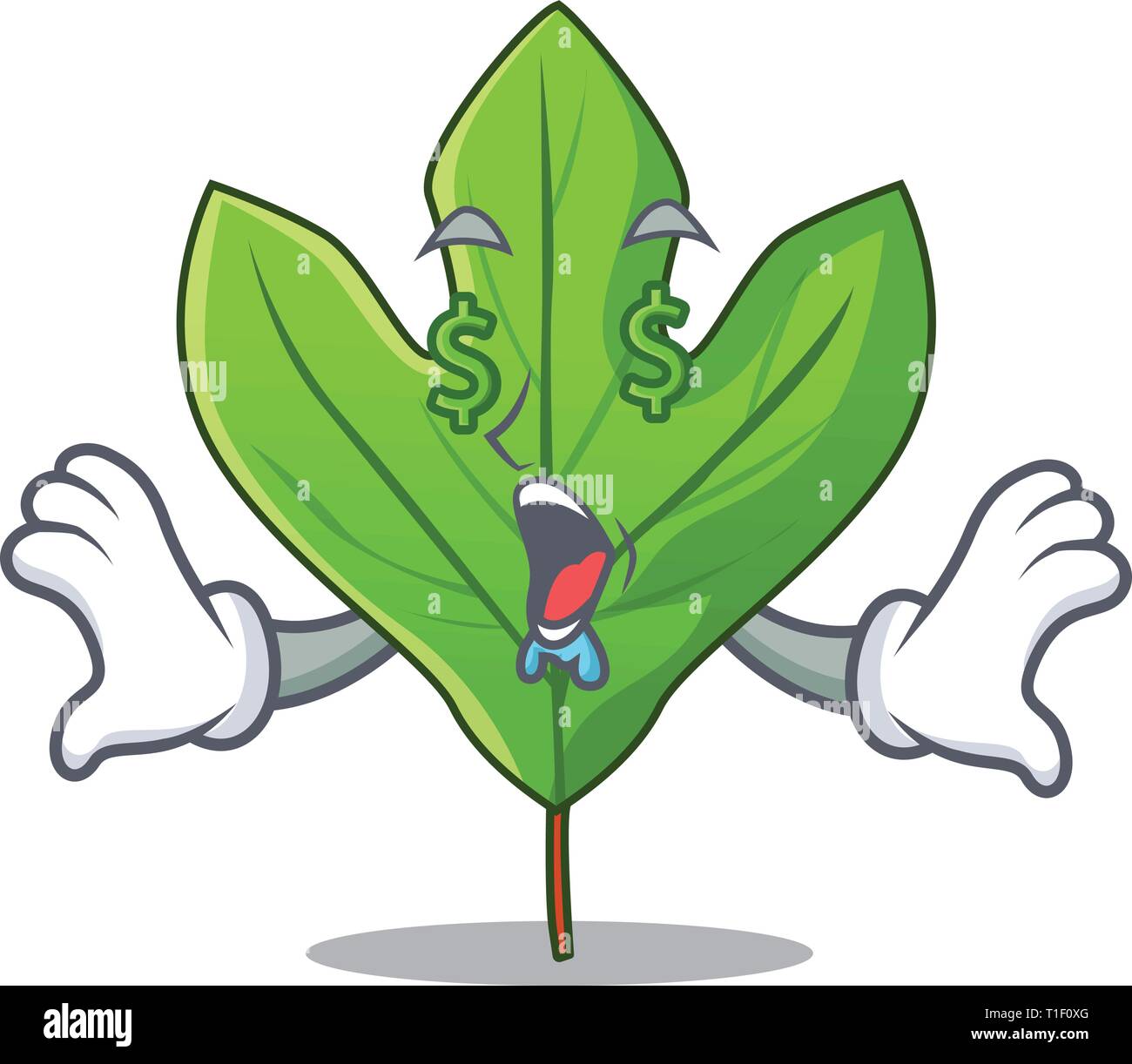 Money eye sassafras leaf in the shape cartoon vector illustration Stock ...