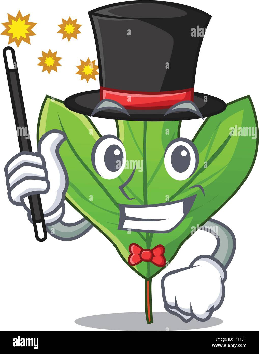 Magician sassafras leaf in the shape cartoon vector illustration Stock ...