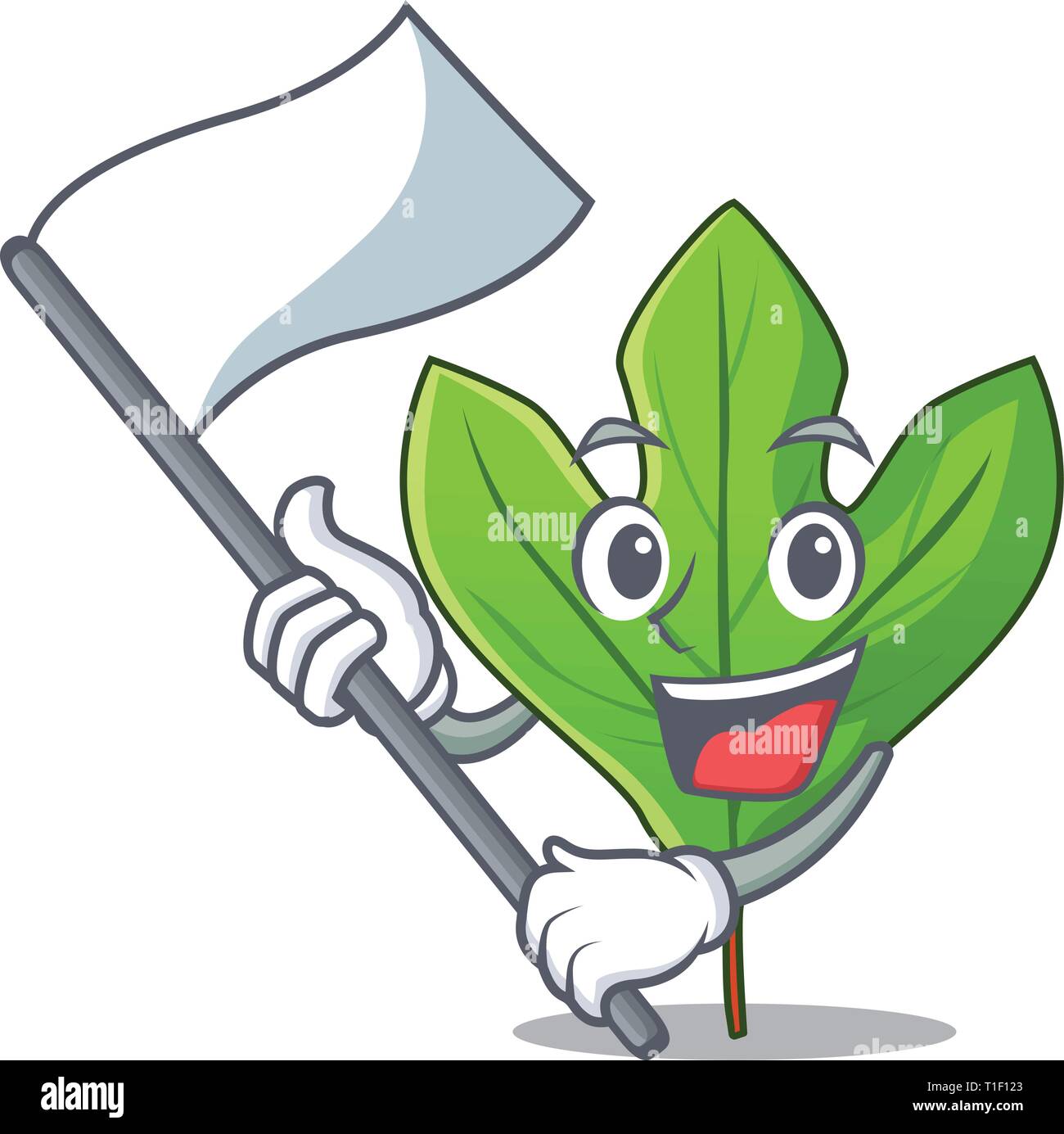 With flag sassafras leaf in the shape cartoon vector illustration Stock ...