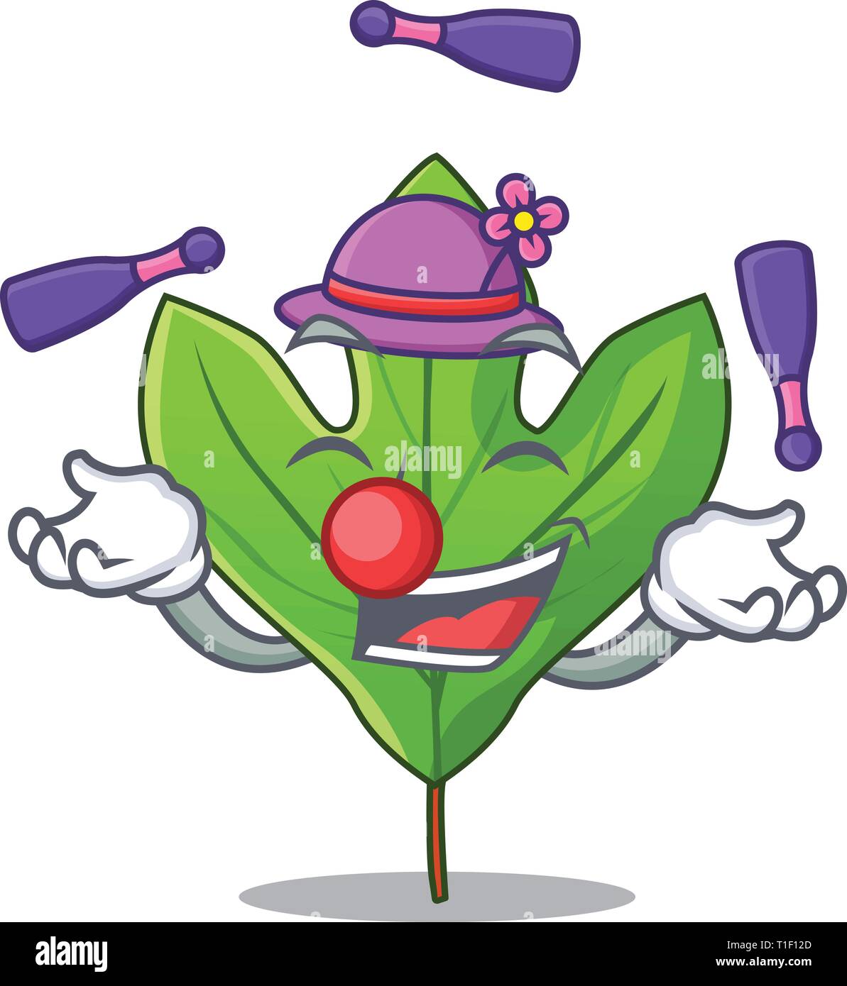 Juggling sassafras leaf in the shape cartoon vector illustration Stock ...
