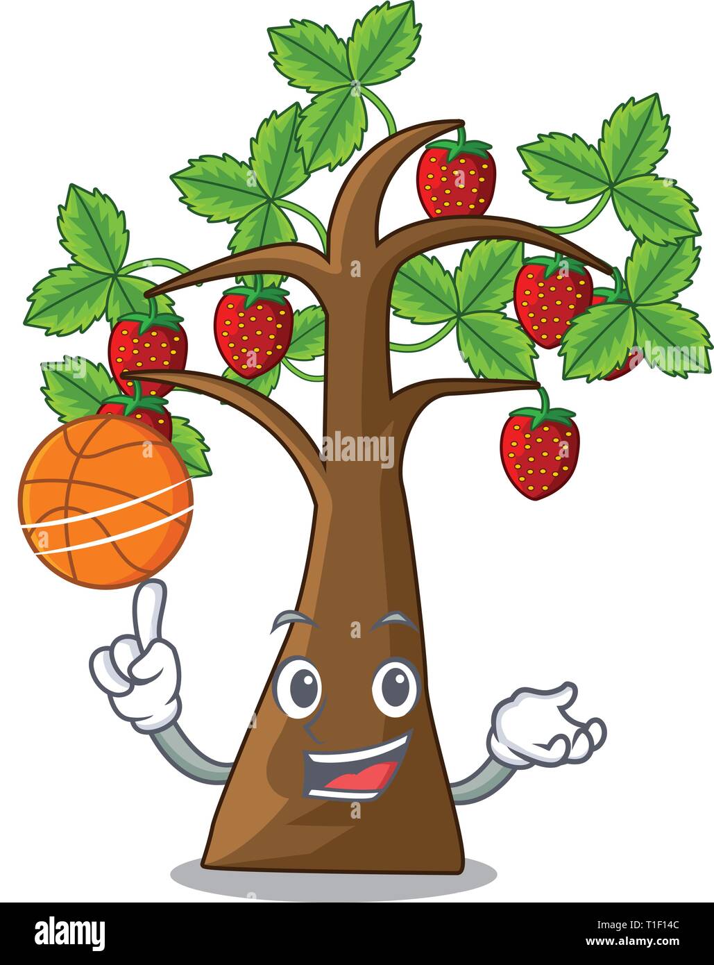 With basketball strawberry tree in the shape character vector ...