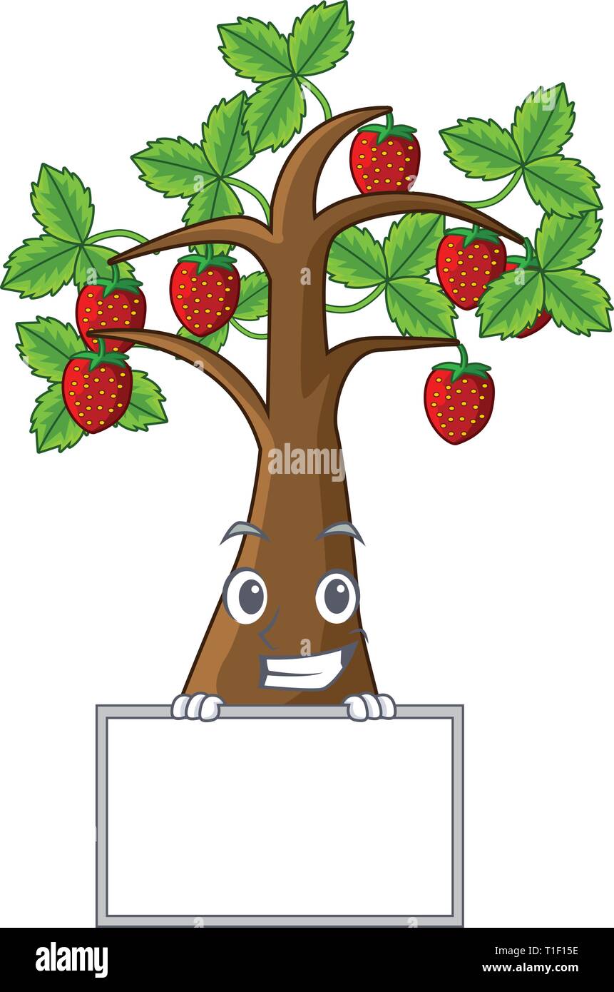 Grinning with board strawberry tree in the shape character vector ...