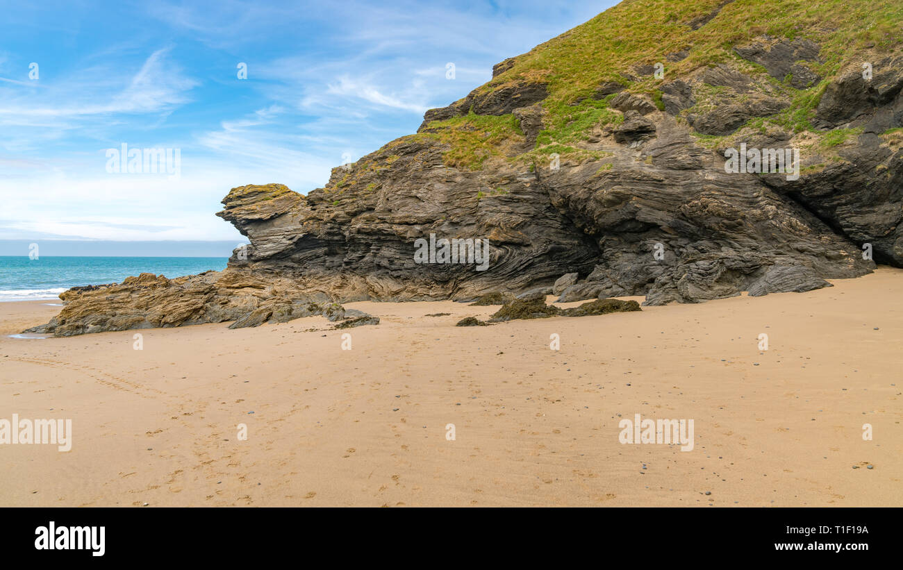 Cliff edge at Llangrannog Beach, Ceredigion, Dyfed, Wales, UK Stock ...