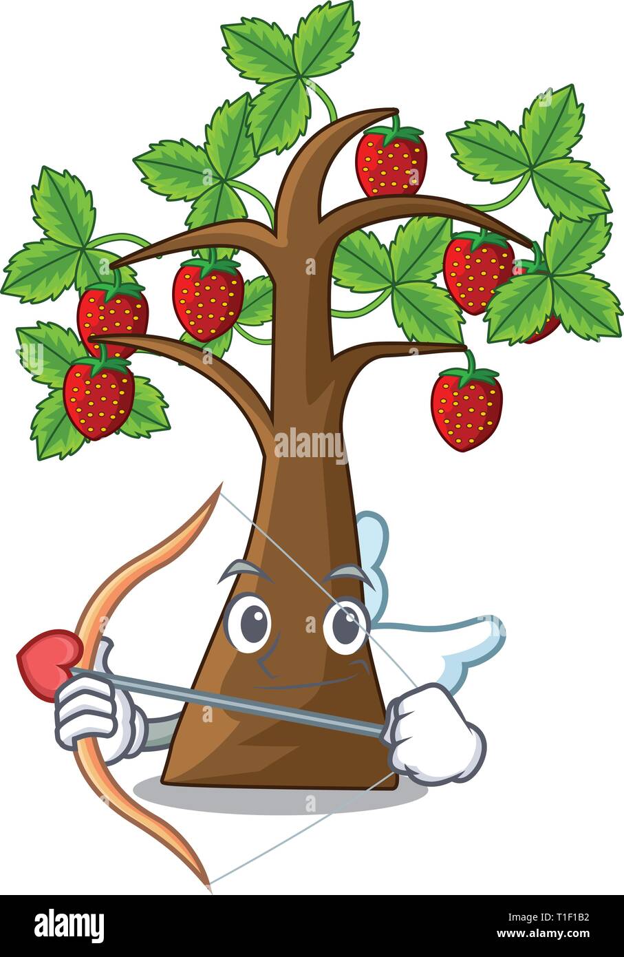 Cupid strawberry tree in the shape character vector illustration Stock ...