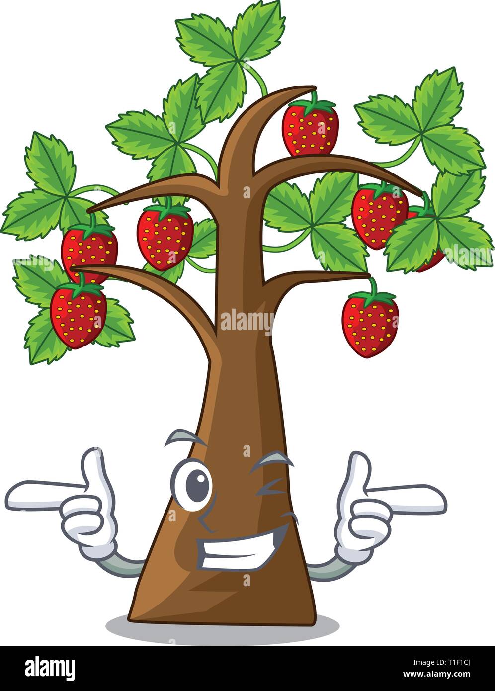 Wink strawberry tree in the mascot pots vector illustration Stock ...