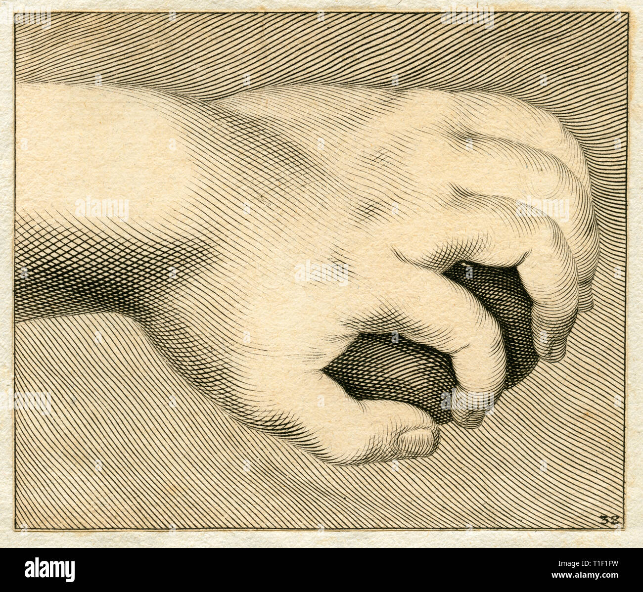 "Packing hand", copperplate engraving, from around 1700, Artist's ...