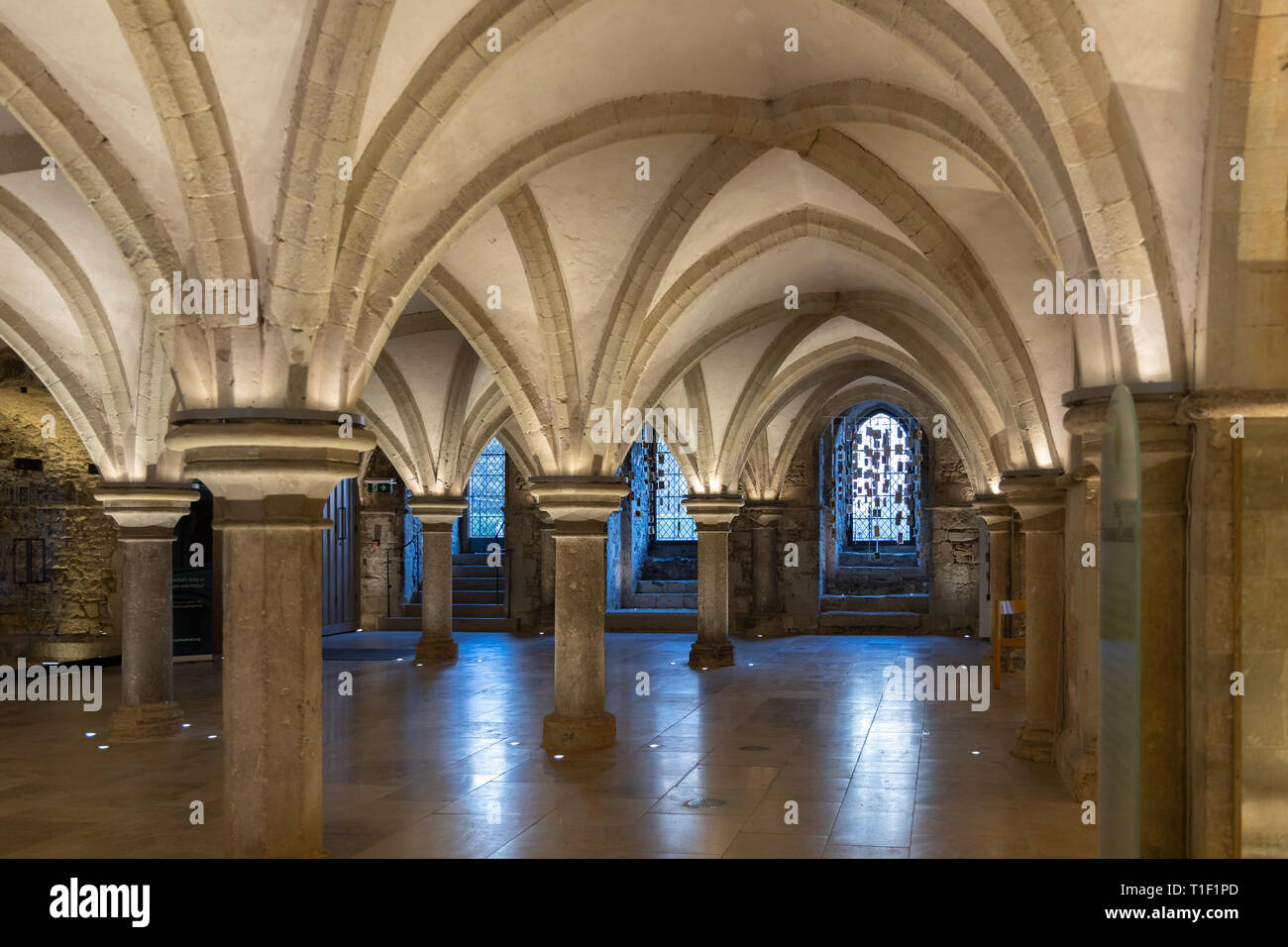 ROCHESTER, KENT/UK - MARCH 24 : View of the crypt in the Cathedral at ...