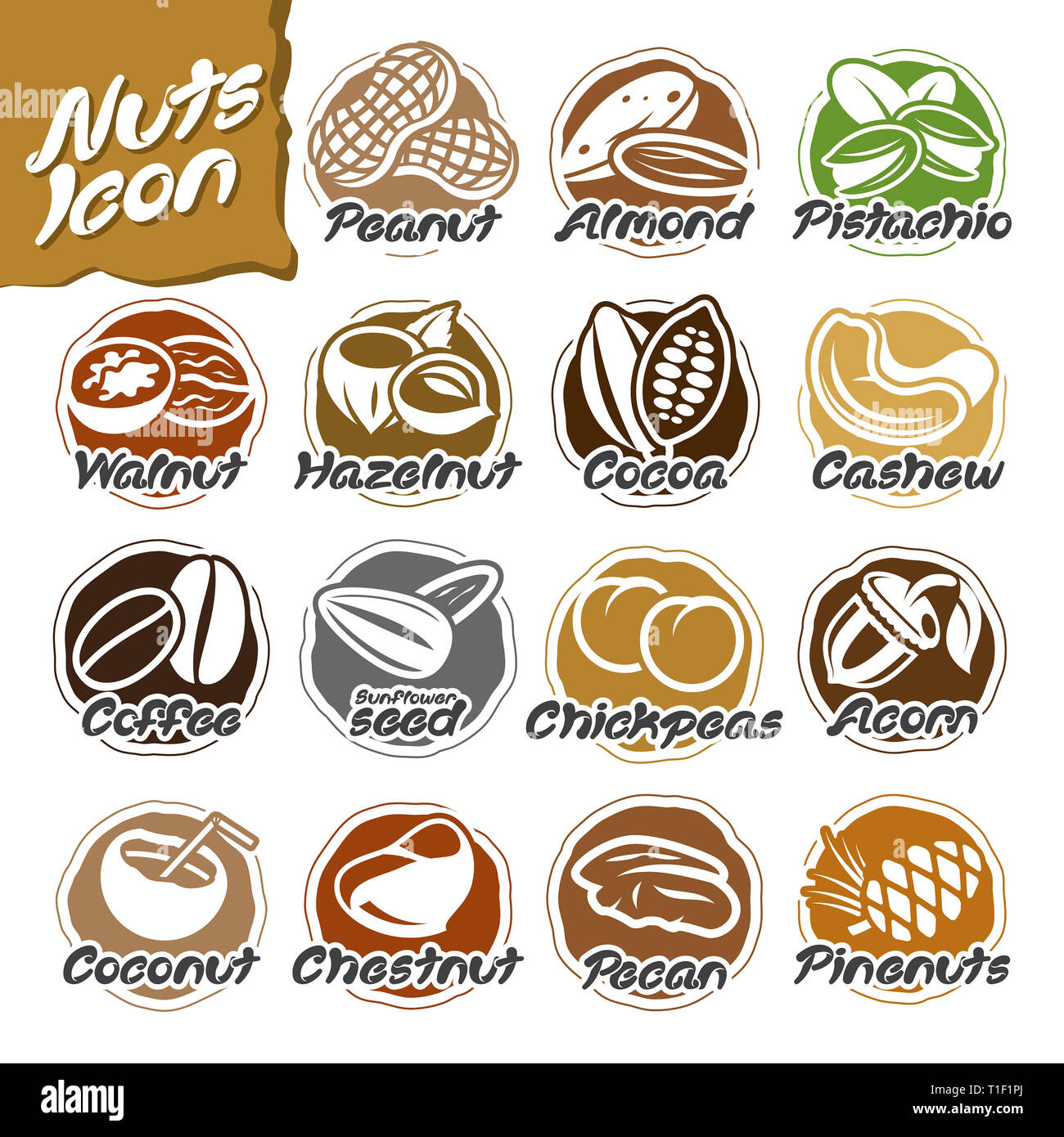 Nuts icon set Stock Photo - Alamy