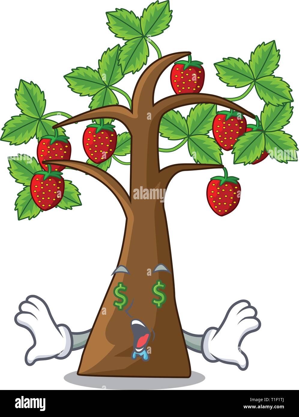 Money eye strawberry tree isolated with the cartoon vector illustration ...